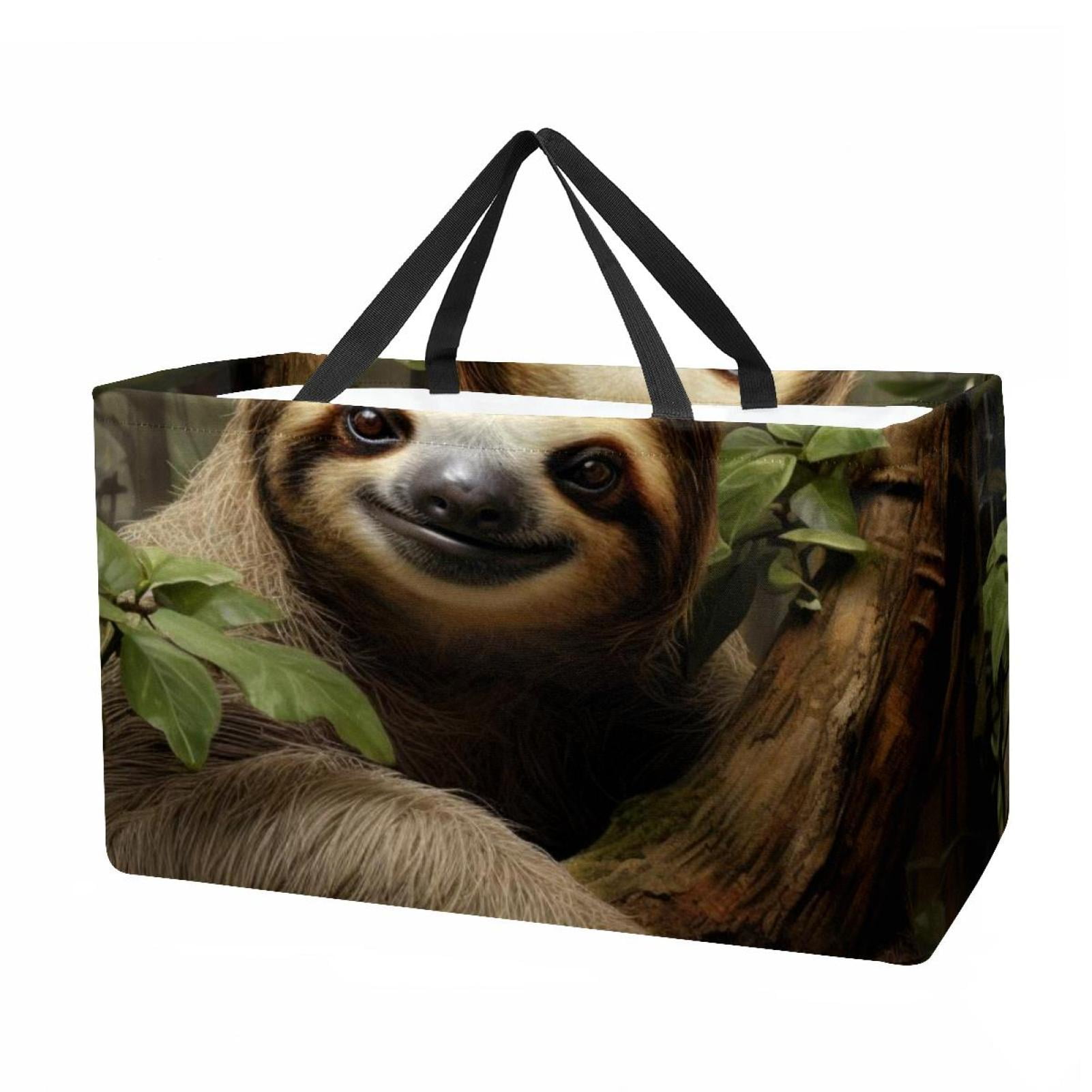 Sloth Large Foldable Storage Basket and Grocery Bags Collapsible Bucket ...