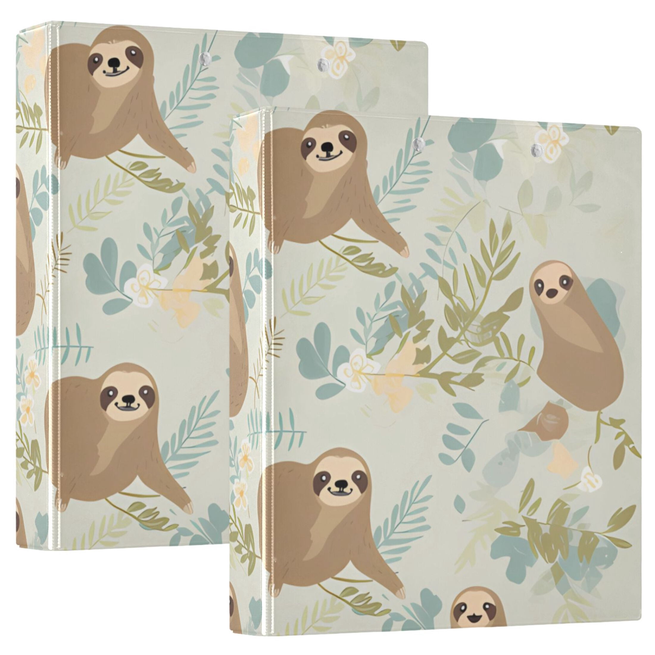 Sloth Leaves Flowers 3 Ring Binders 1.5 inch Hardcover File Folders ...