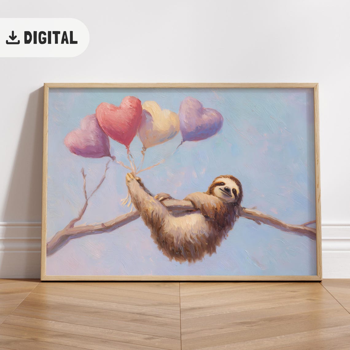 Sloth Love Heart Poster, Romantic Decor, Animal Valentine'S, Poster ...