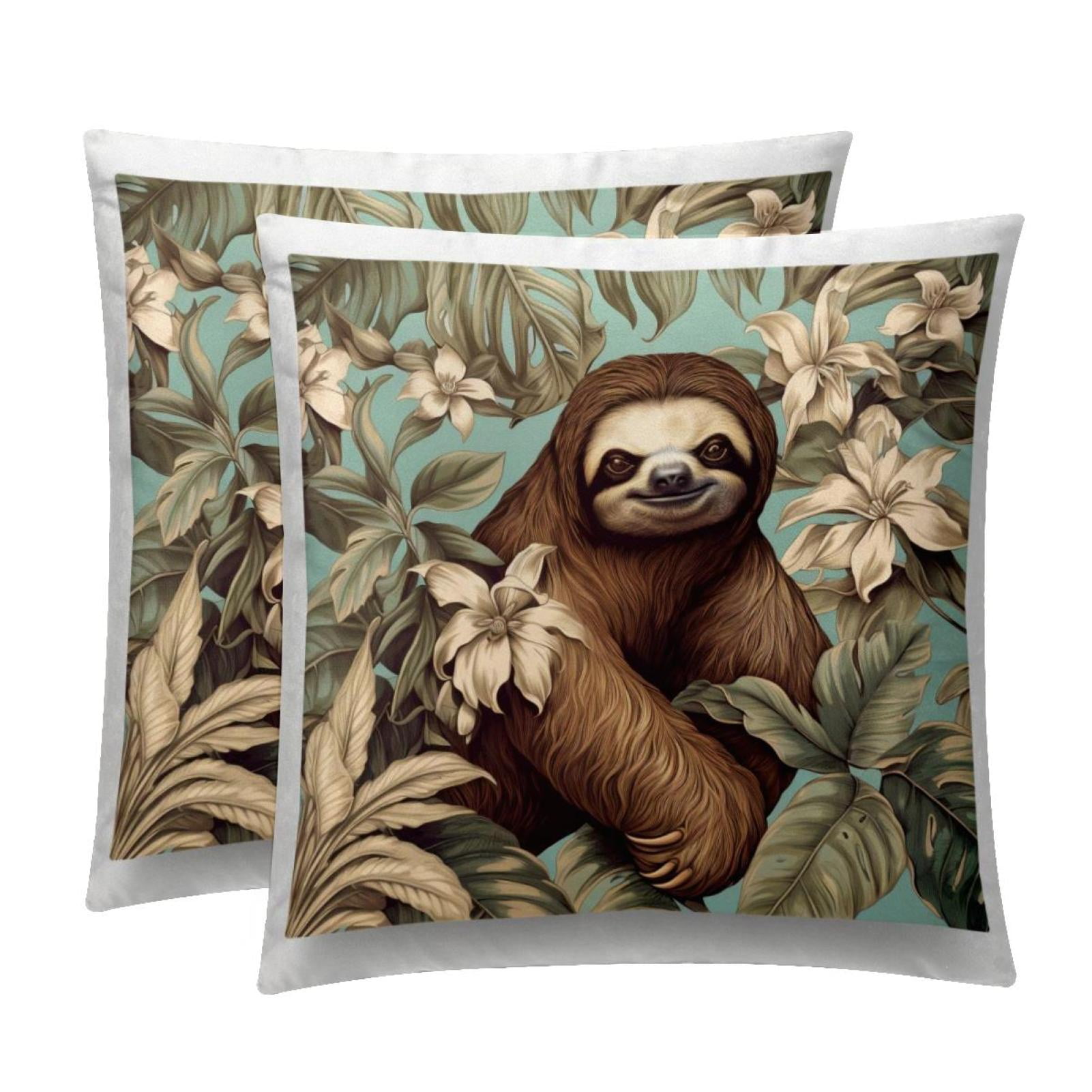 Sloth Luxurious Velvet Throw Covers Pillow Inserts - Set of 2 Throw ...
