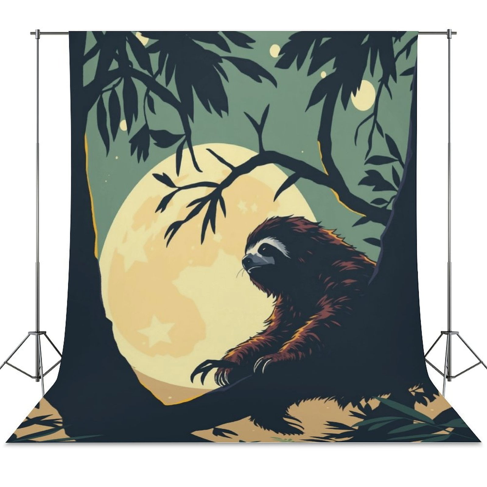 Sloth Moon Night Party Backdrop Birthday Decoration Backgrounds for ...