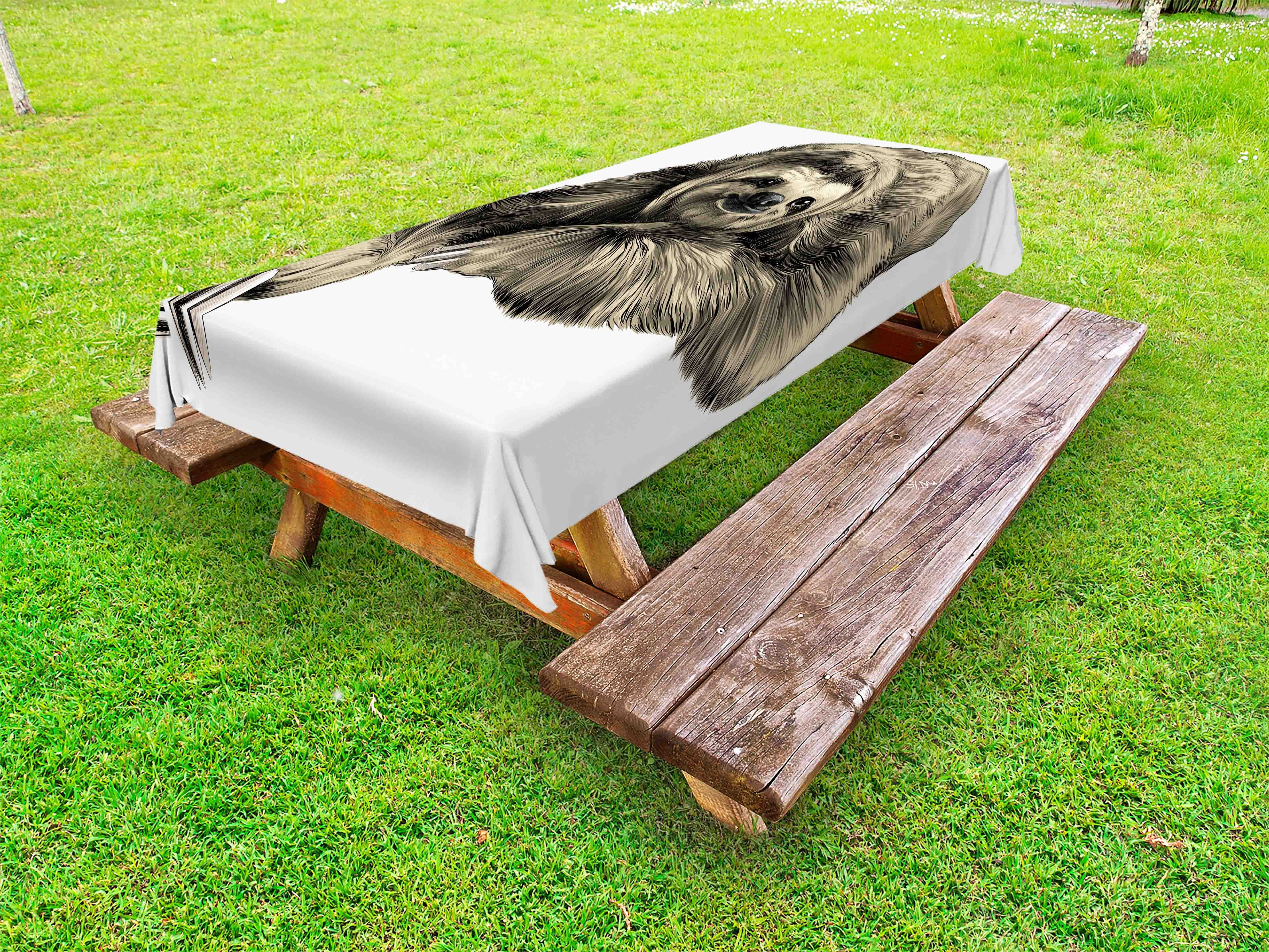 Sloth Outdoor Tablecloth, Sweetly Smiling Jungle Animals Lying Down ...