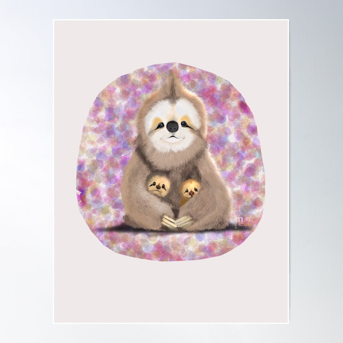 Sloth Parent (Mom Or Dad Of Two) Poster Wall Art, Modern Wall Decor For ...