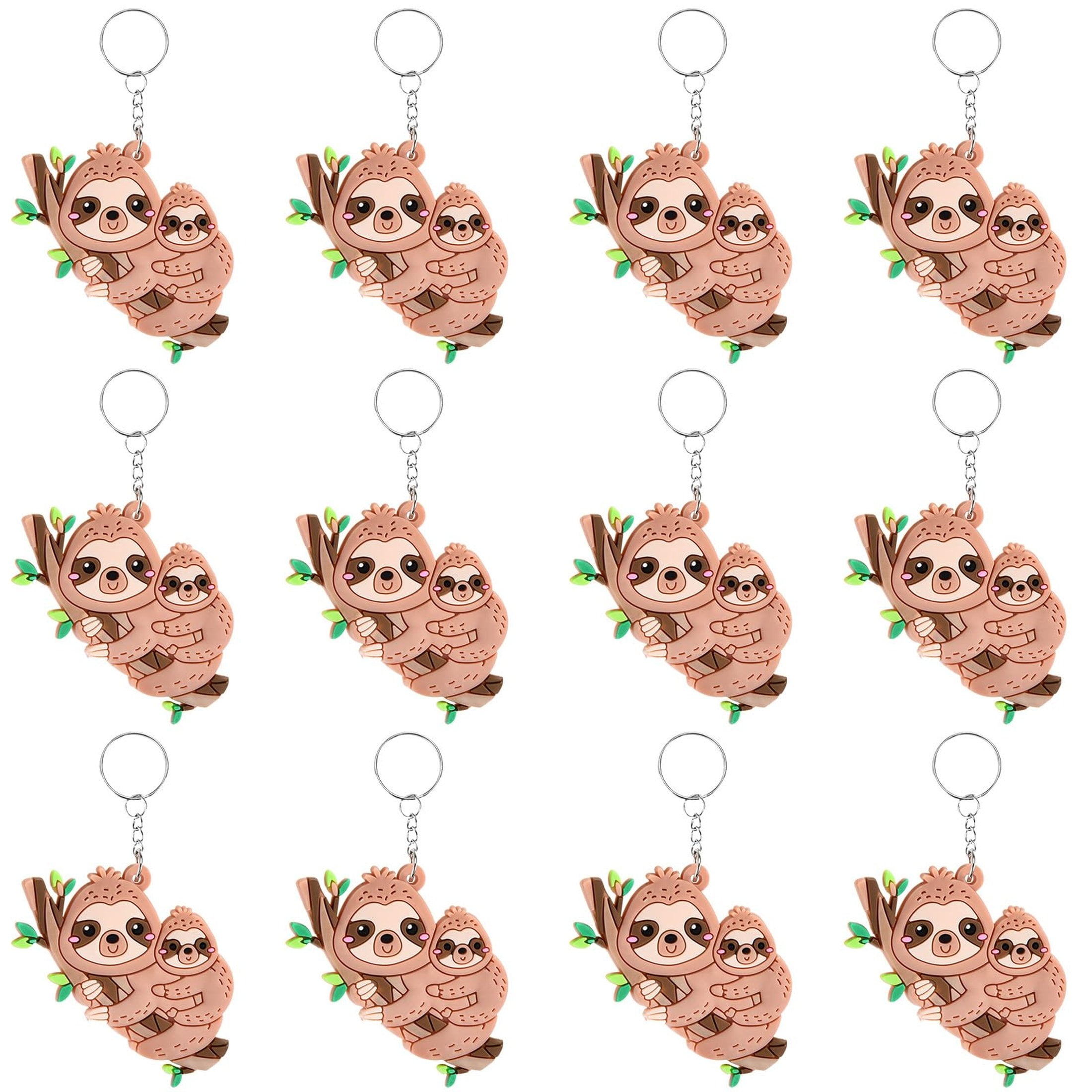 Sloth Party Pack: 24 Adorable Keychains for Fun Themed Celebrations ...