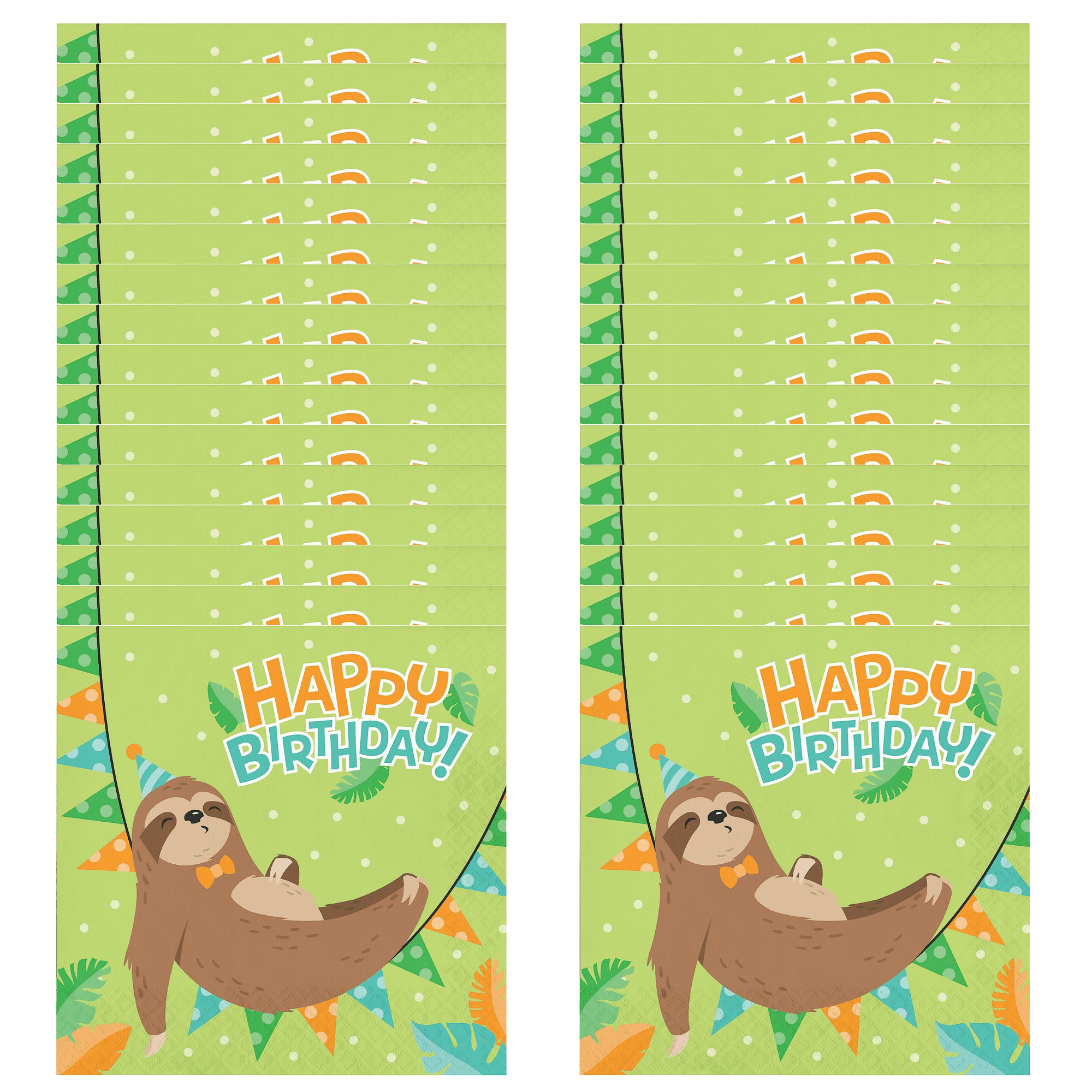 Sloth Party Paper Napkins Lunch Dinner Happy Birthday 36 Count Total ...