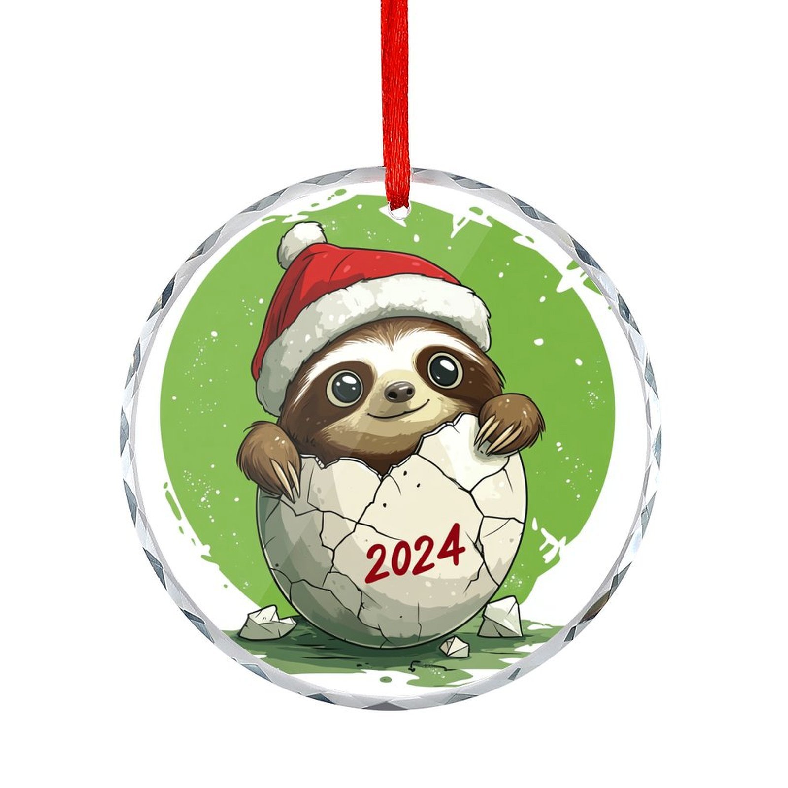 Sloth Peeking Out of The Egg Crystal Glass Ornament Sloth Decorative ...
