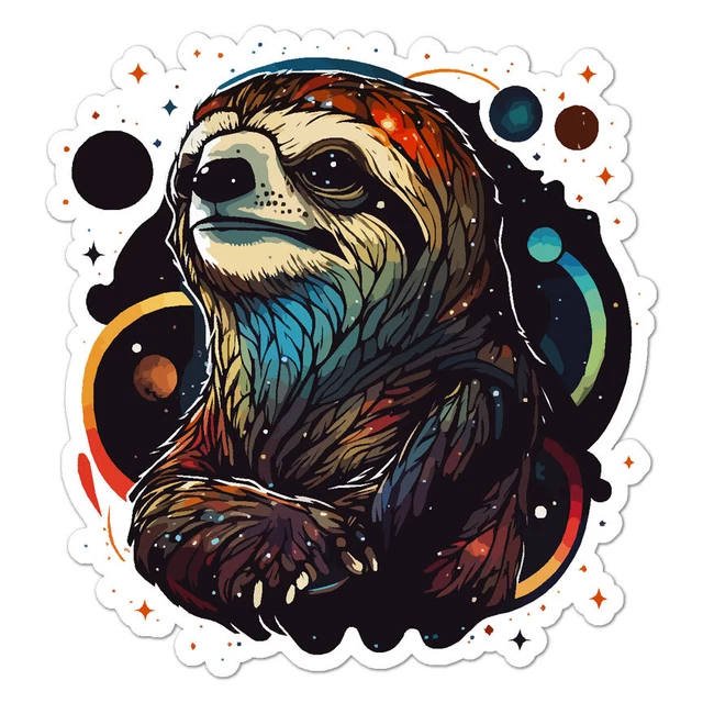 Sloth Planets Outer Space Sticker Indoor Outdoor Phone Decal Water Bottle Stickers Car Decals ...