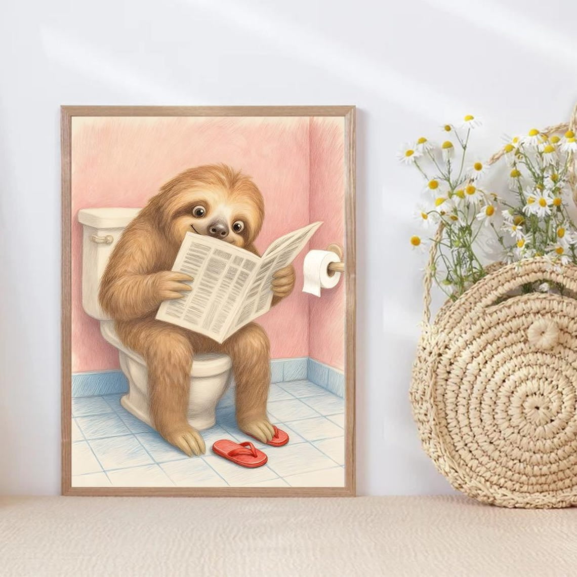Sloth Poster Quirky Bathroom Tet Decor UNFRAMED Poster, 8x12 - Walmart.com