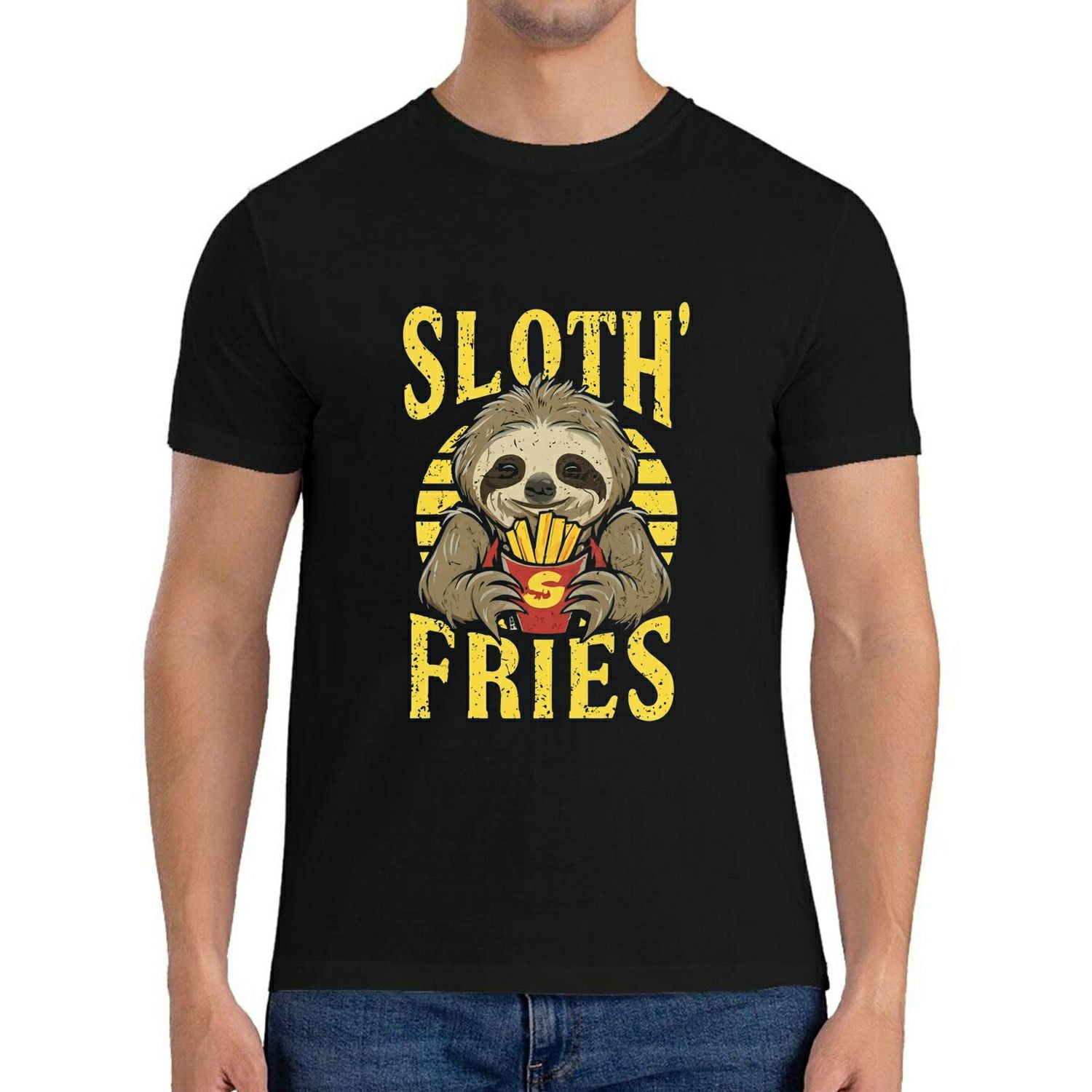 Sloth Practice I Thought You Said Extra Fries Crew Neck Mens T Shirt ...