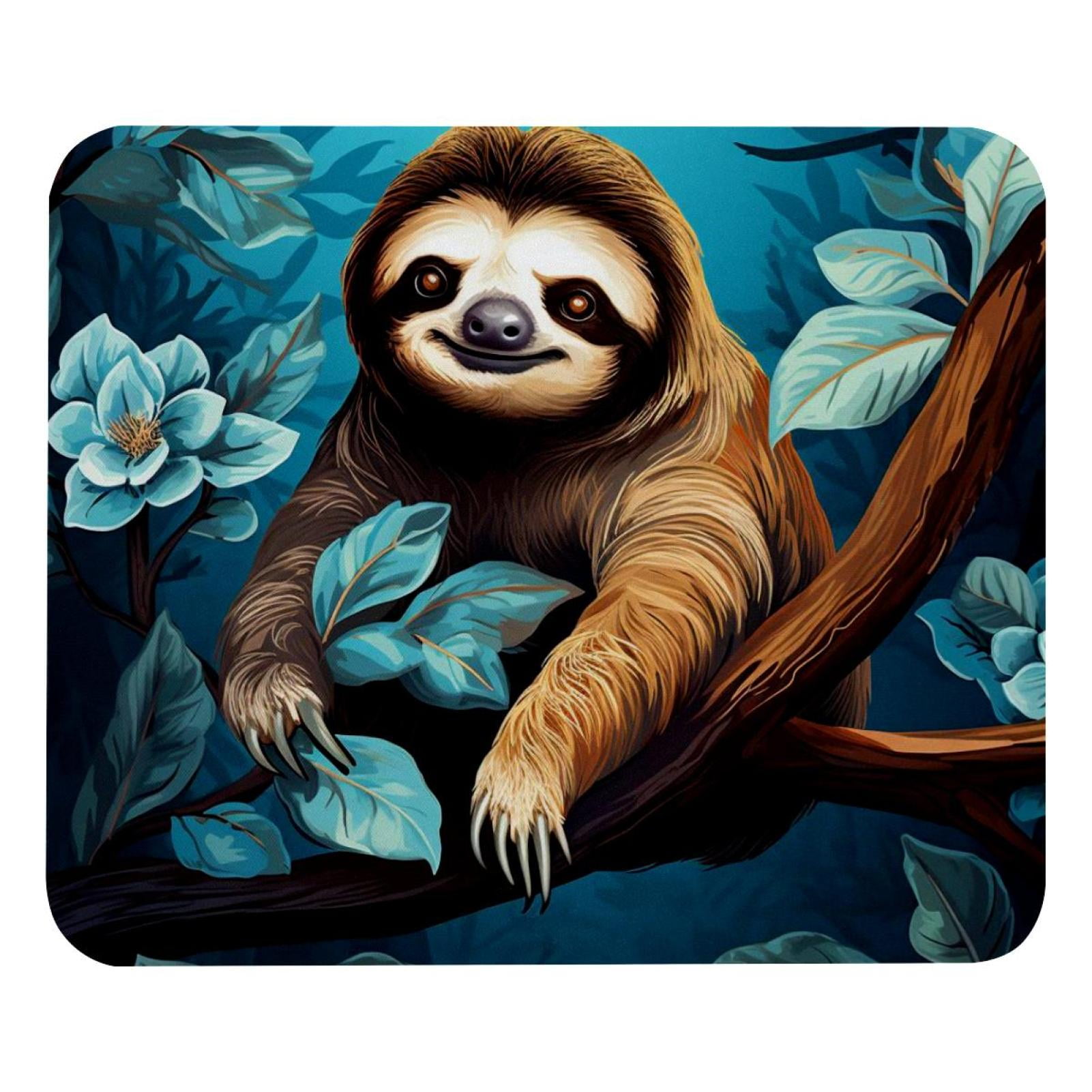 Sloth Printed Square Mouse Pad Desk Mat, Non-Slip Rubber Bottom Gaming ...