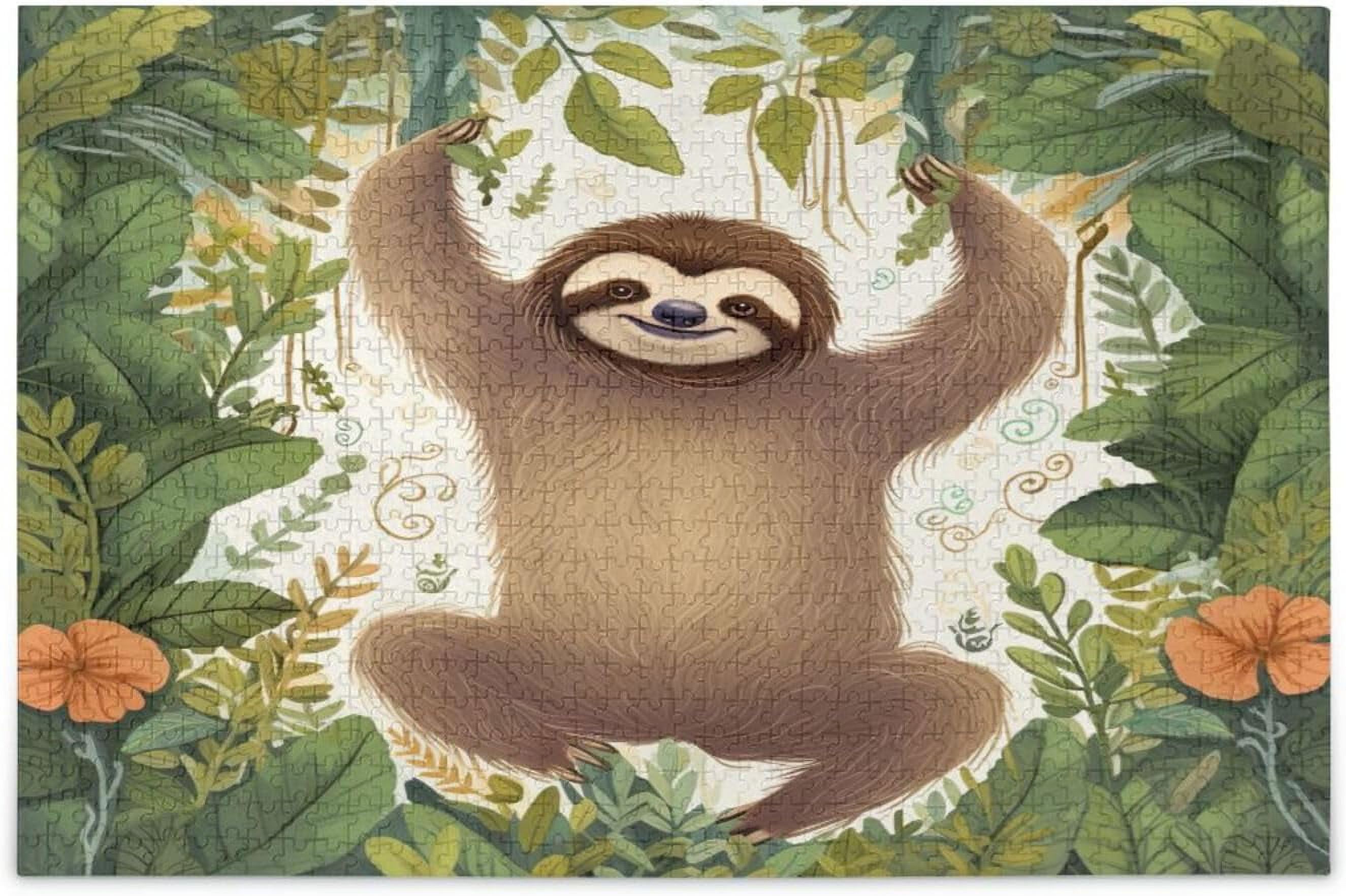 Sloth Puzzles for Adults 1000 Pieces, Die-Cut Puzzle Pieces Are Easy To ...