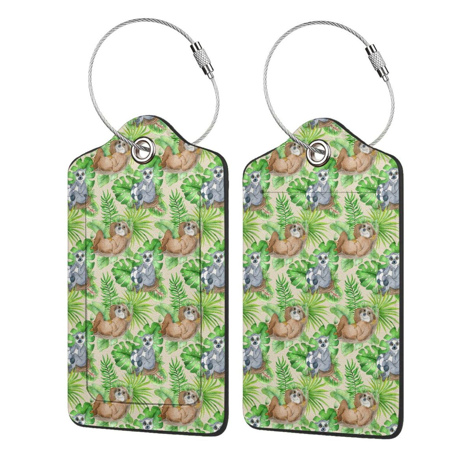 Sloth Raccoon Leaves Cute Animal Luggage Tags for Suitcase PU Privacy ...