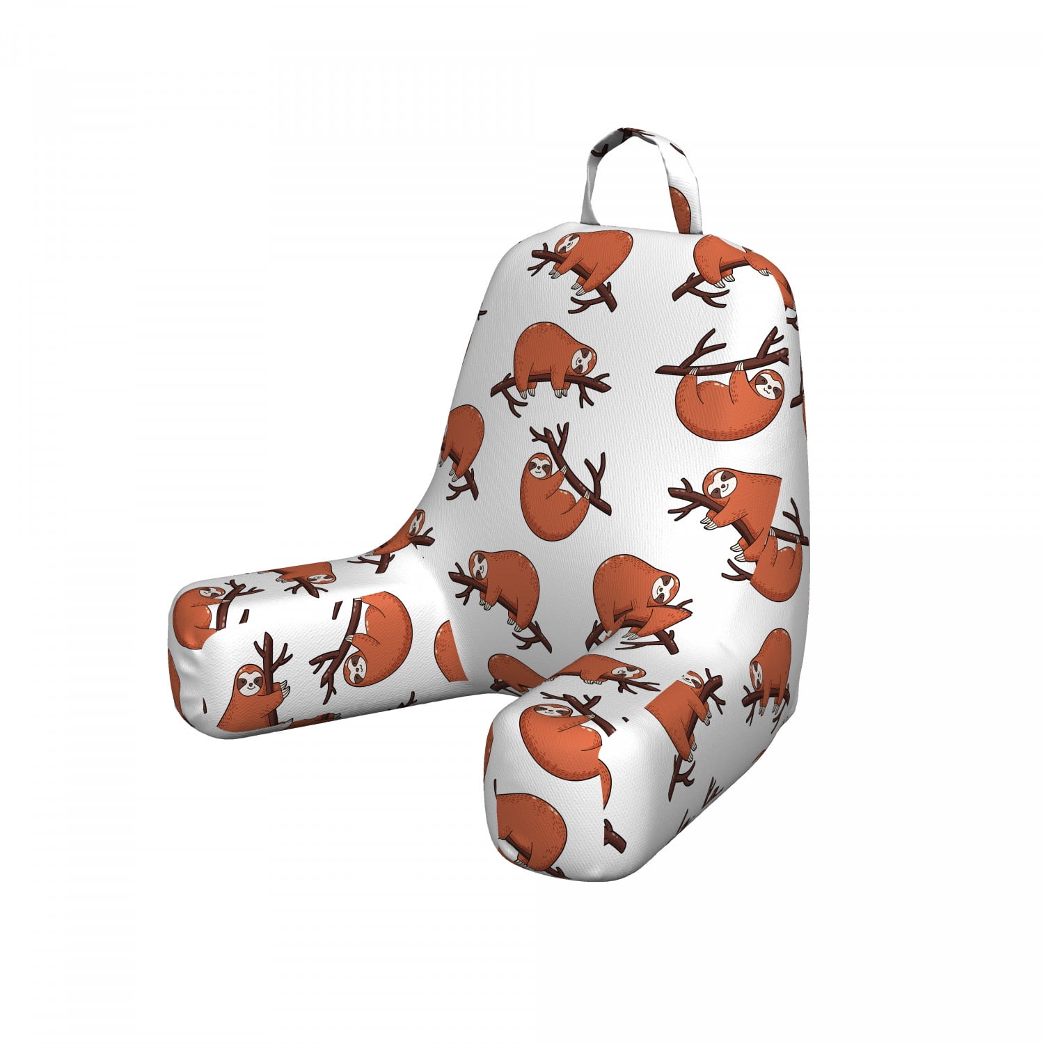 Sloth Reading Pillow Cover, Cartoon Repeating Drawing of Lazy Happy ...