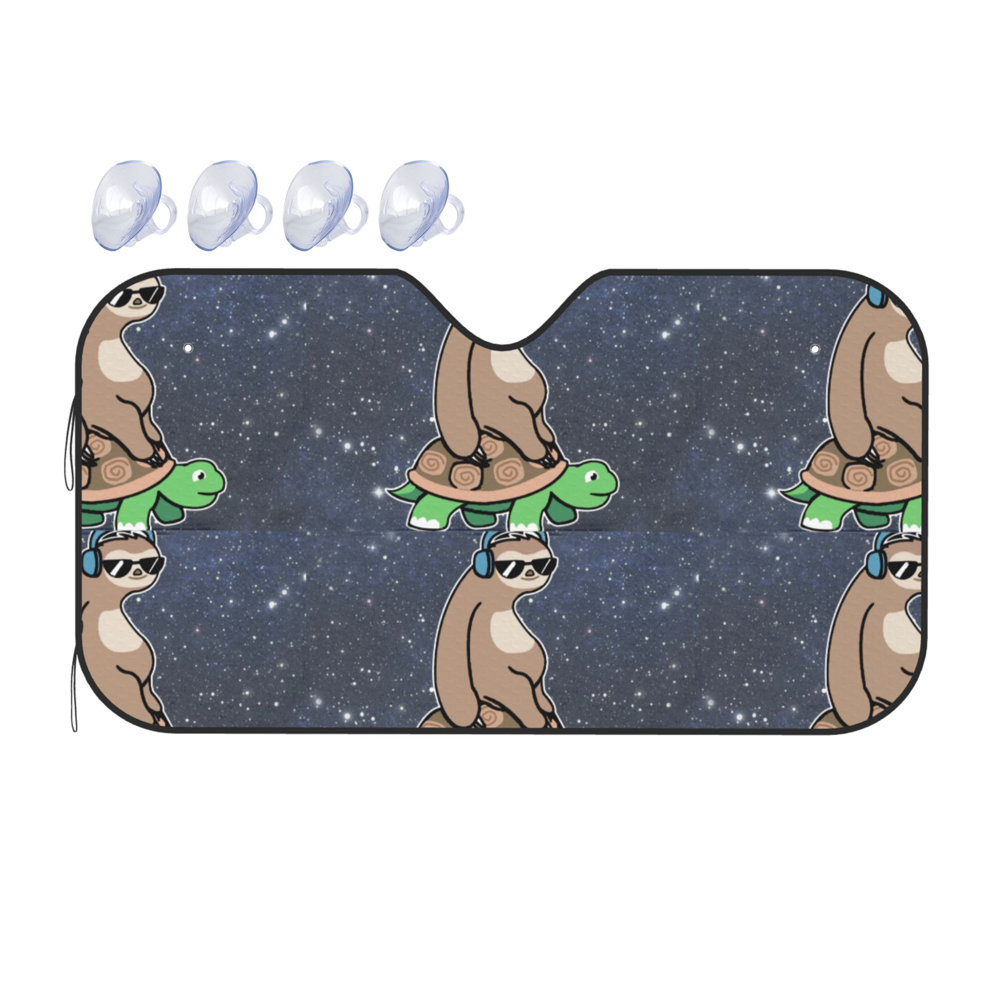 Sloth Ride Turtle Listen to Music 1-Piece Car Front Window Sunshade ...