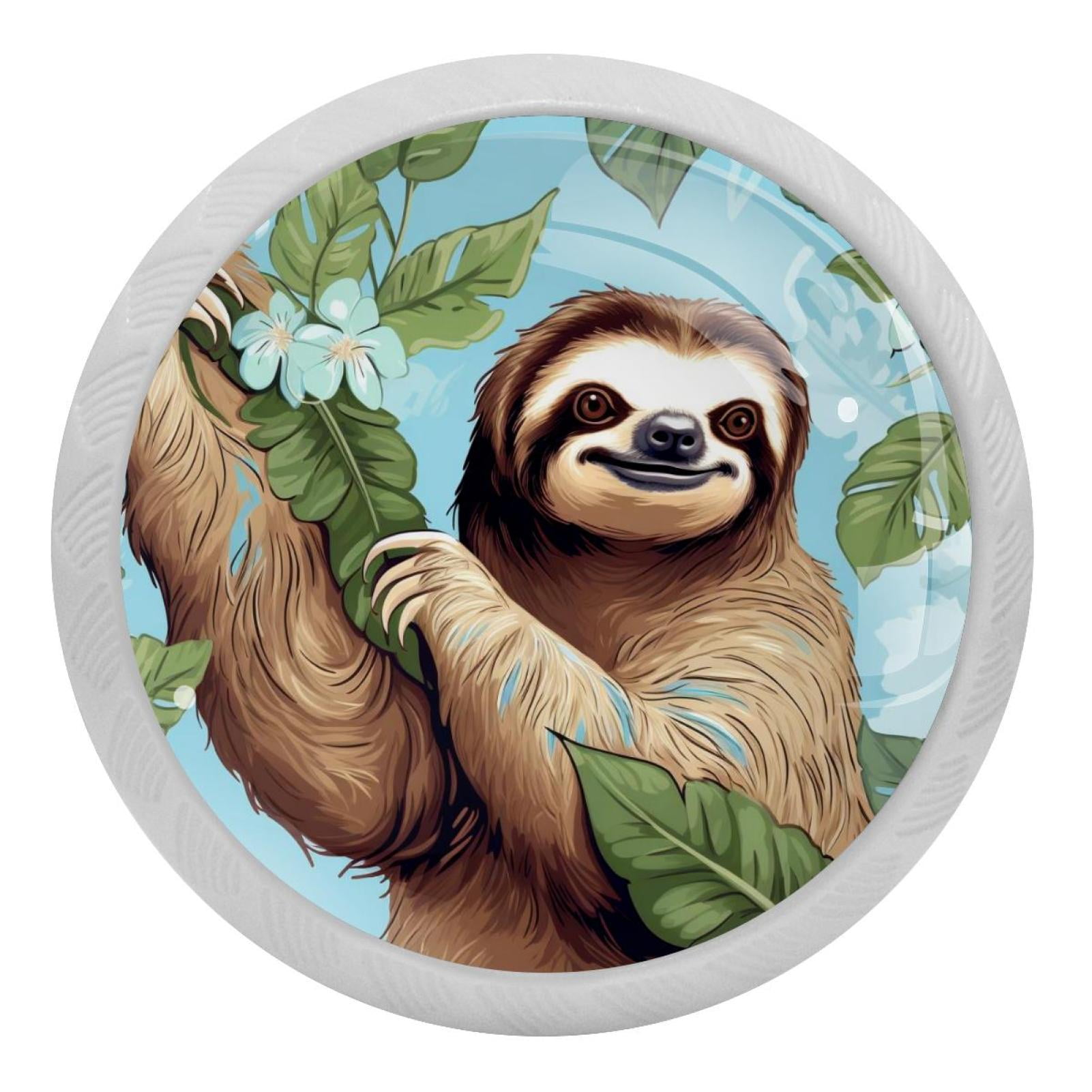 Sloth Round Glow-in-the-Dark Cabinet Knobs: Fluorescent Drawer Pulls 4 ...