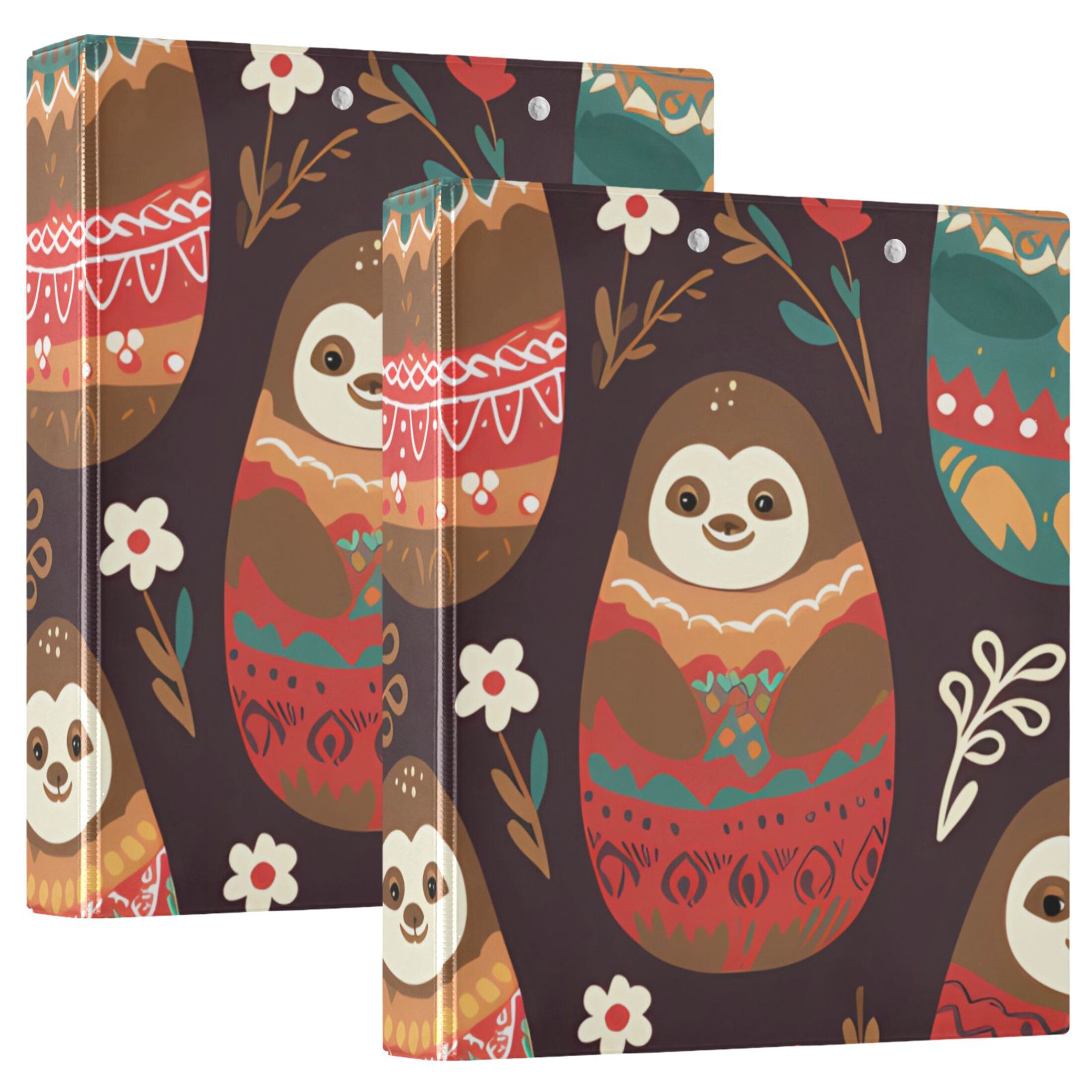 Sloth Russian Dolls Leaves 3 Ring Binders 1.5 inch Hardcover File ...