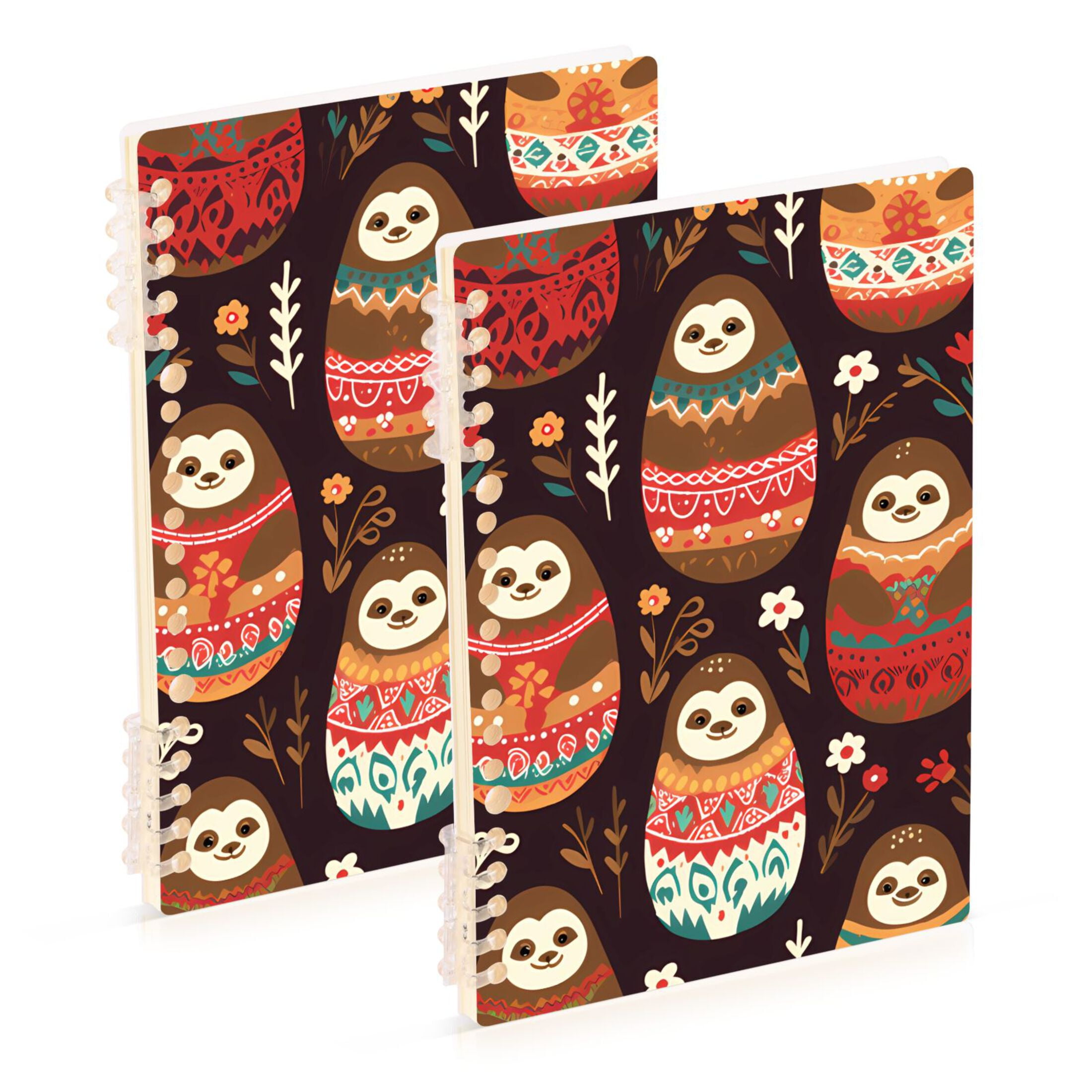 Sloth Russian Dolls Leaves Ring Binder Notebook Journey Note Diary ...