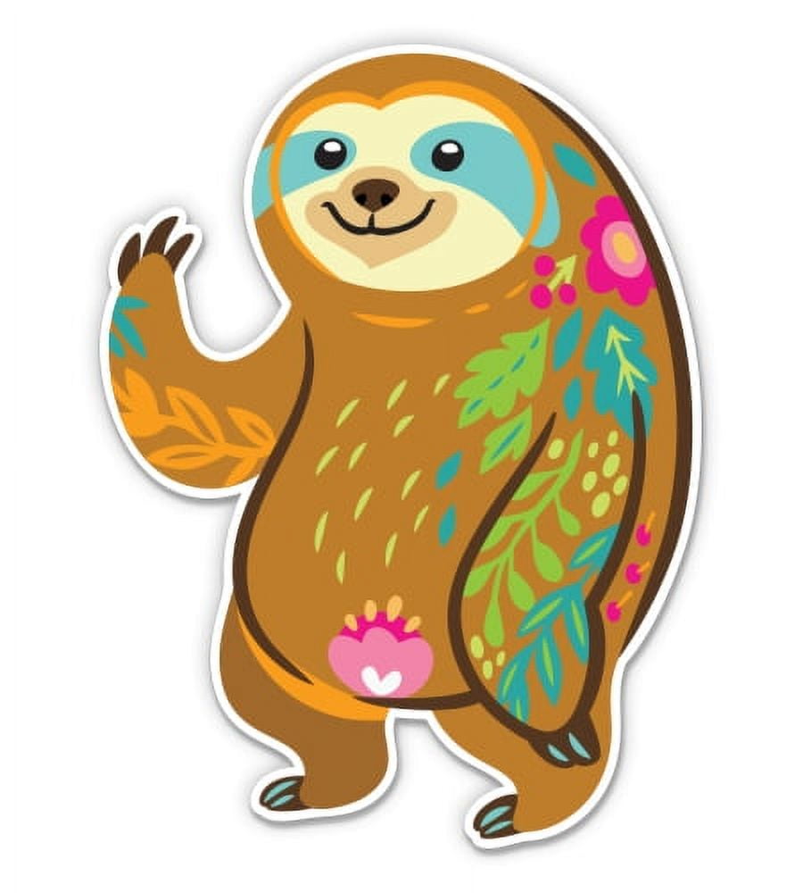 Sloth Saying Hello - 5" Vinyl Sticker - For Car Laptop I-Pad ...