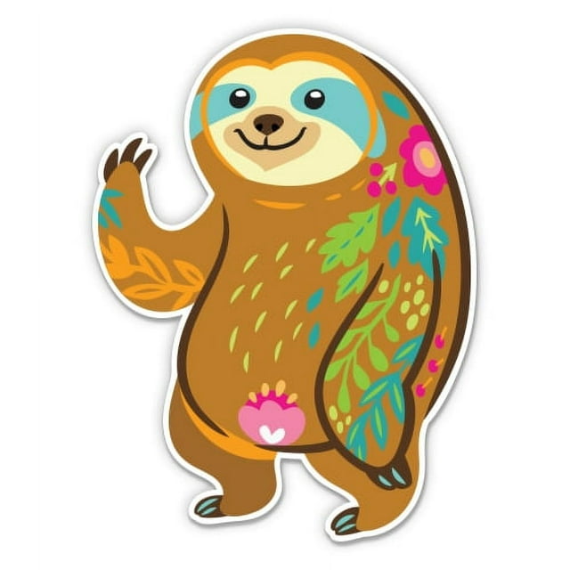 Sloth Saying Hello - 5" Vinyl Sticker - For Car Laptop I-Pad ...