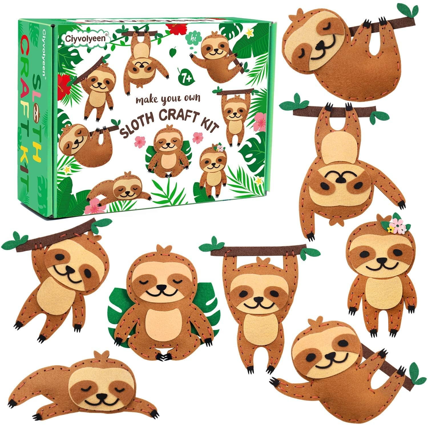Sloth Sewing Craft Kit Jungle Animal DIY Craft Sewing Kit for Girls and ...
