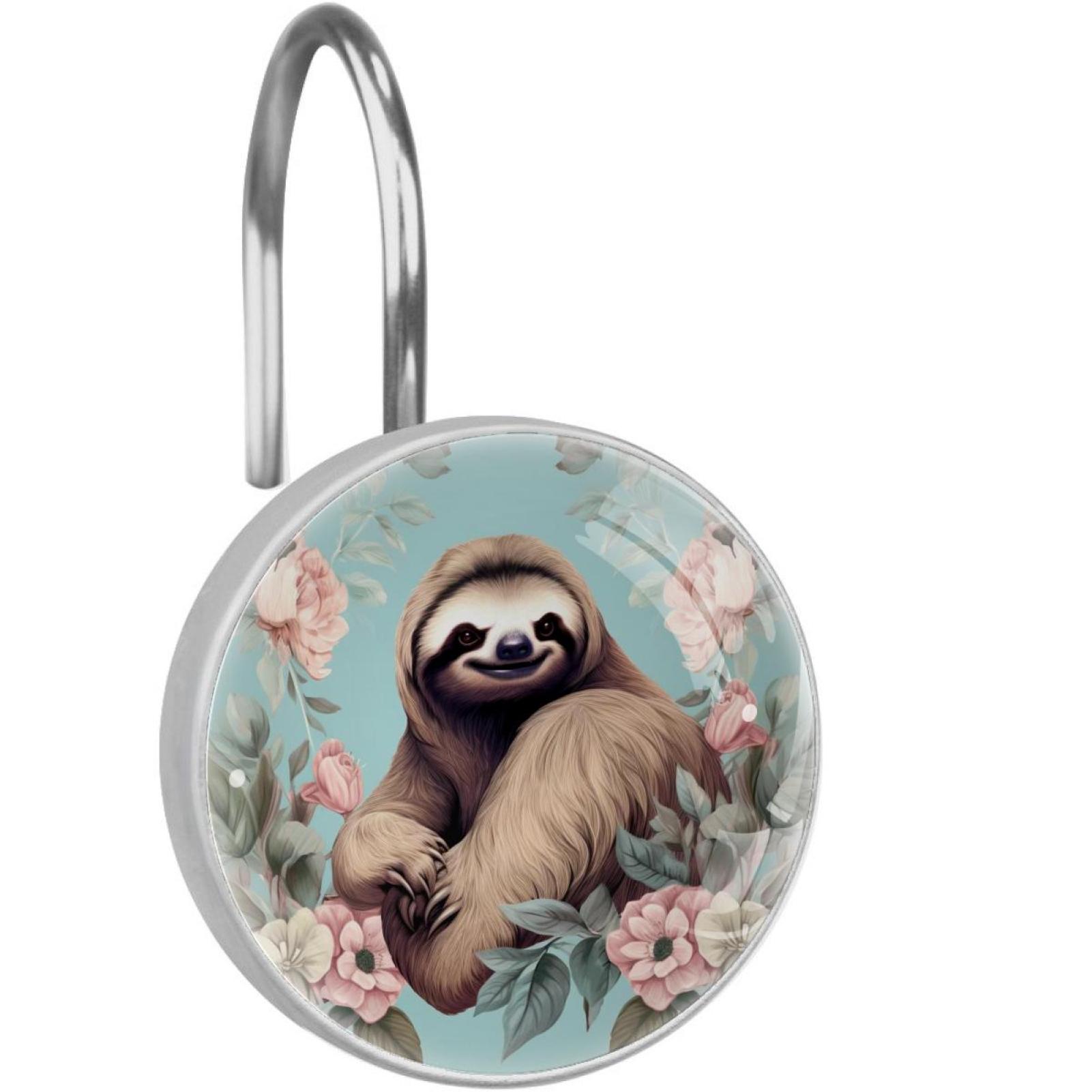 Sloth Shower Curtain Hooks （Set of 12） for Home Hotel Shower Rods ...