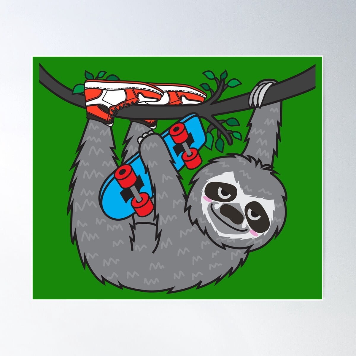 Sloth Skater Poster Wall Art, Modern Wall Decor For Living Room Bedroom ...