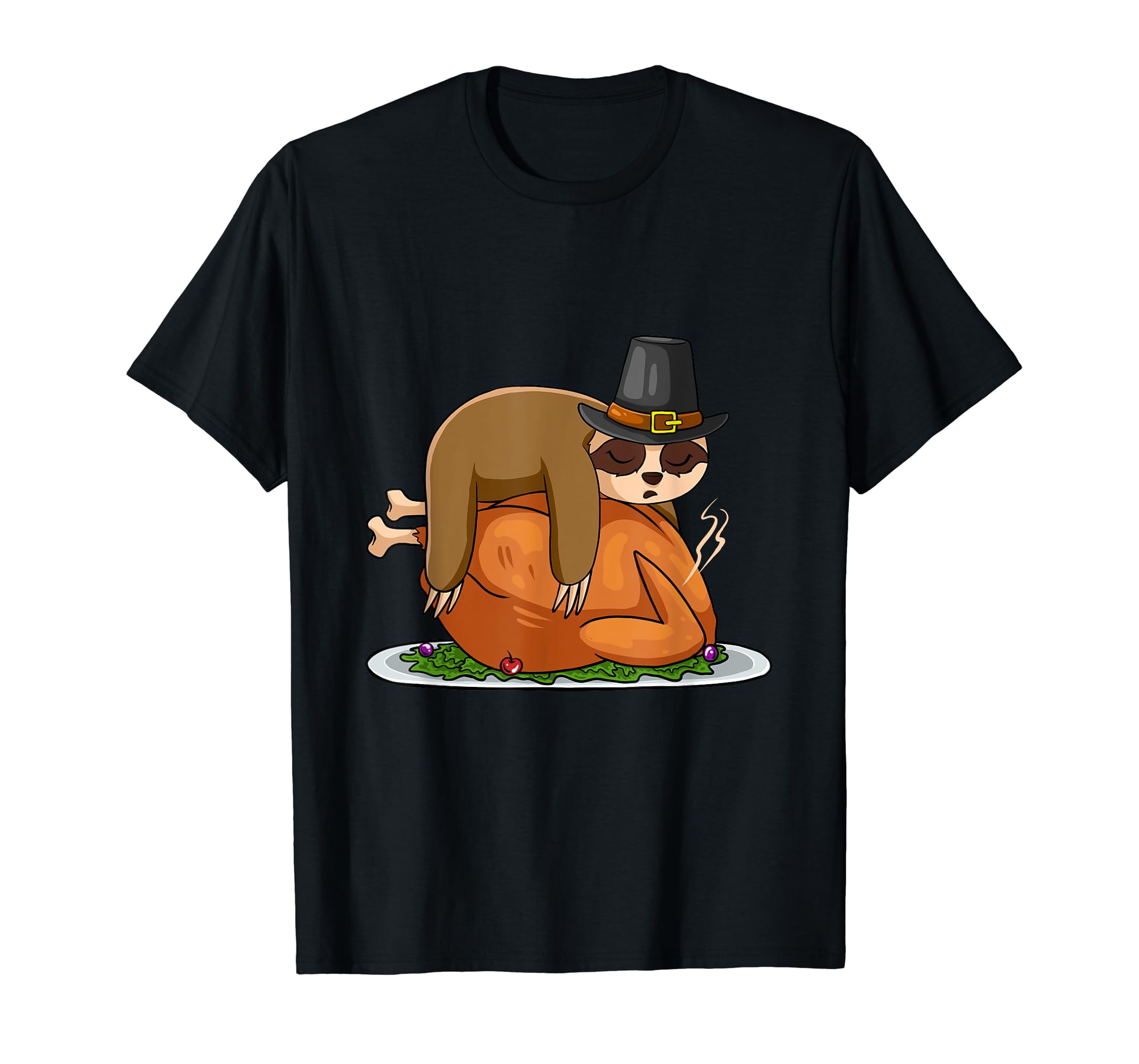 Sloth Sleeping Turkey Thanksgiving Day Funny Fall Autumn T-Shirt Black ...