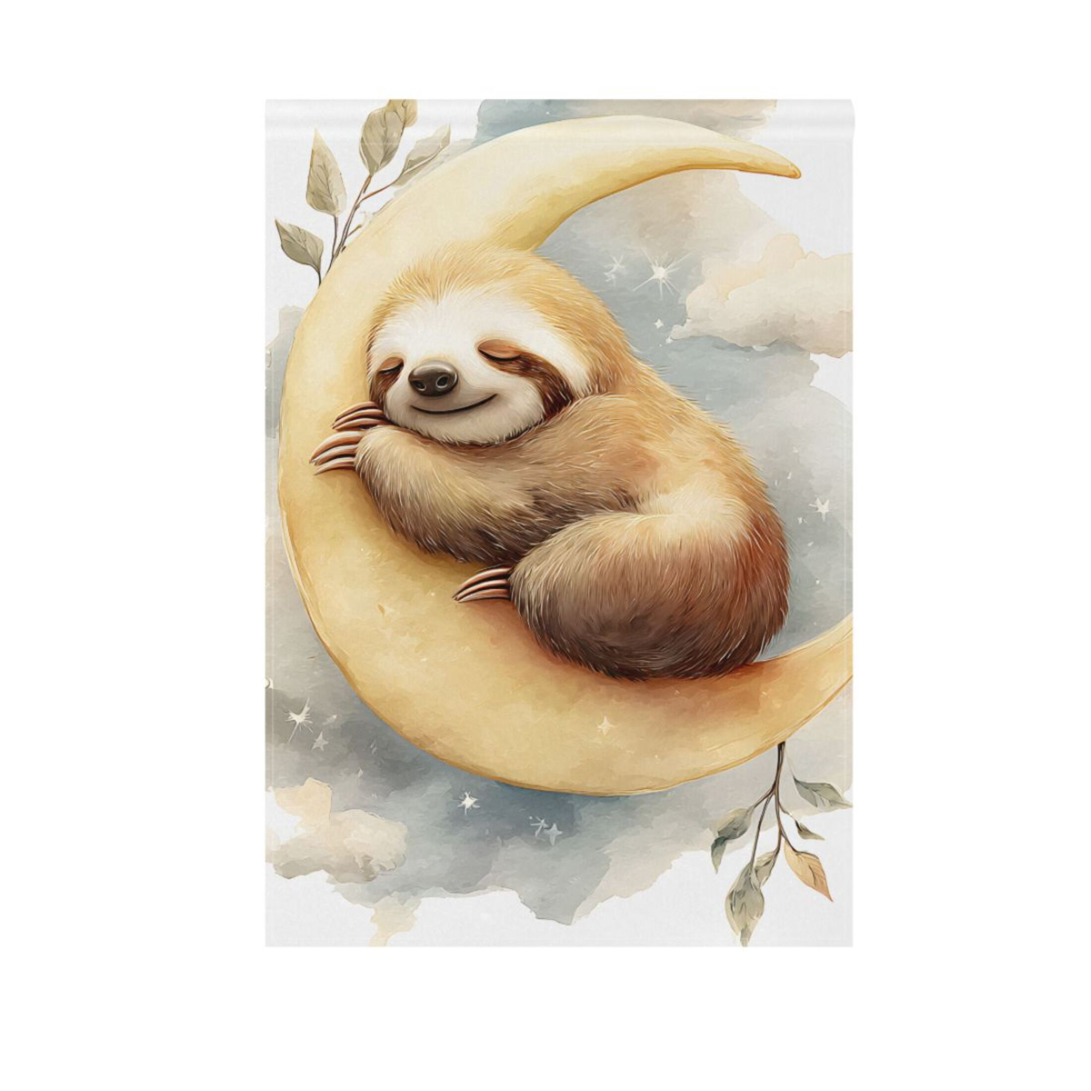 Sloth Sleeping on Moon Garden Flag Double Sided 12 x 18/28 x 40 Inch ...