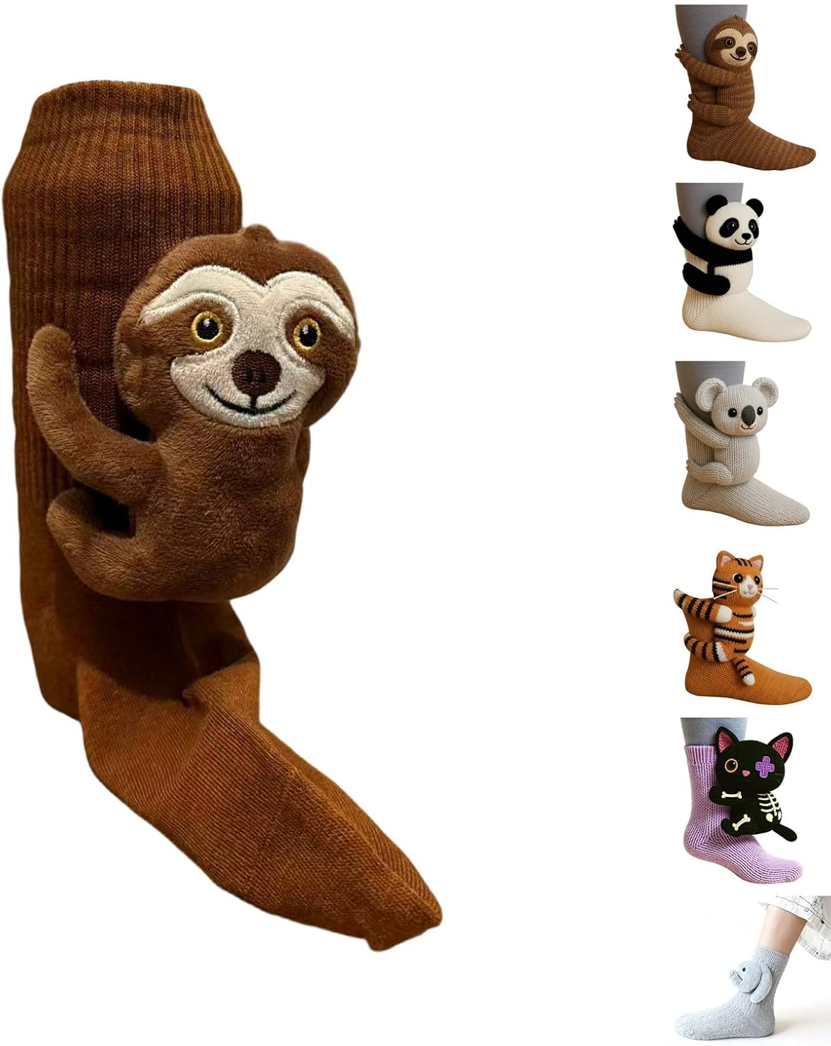 Sloth Socks,3D Knit Animal Socks for Women,Cozy Cute Novelty Sock, Warm ...