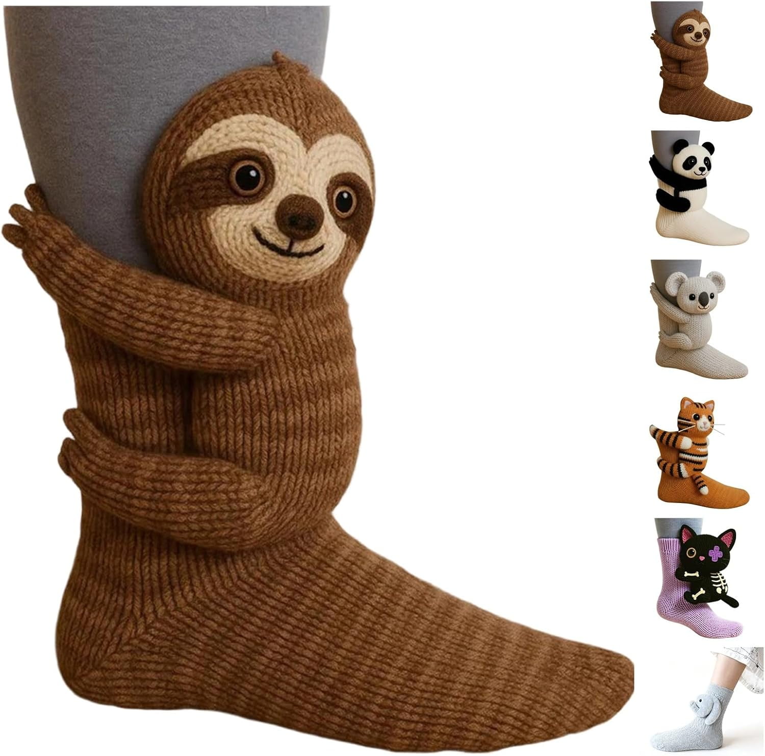Sloth Socks,3D Knit Animal Socks for Women,Cozy Cute Novelty Sock, Warm ...