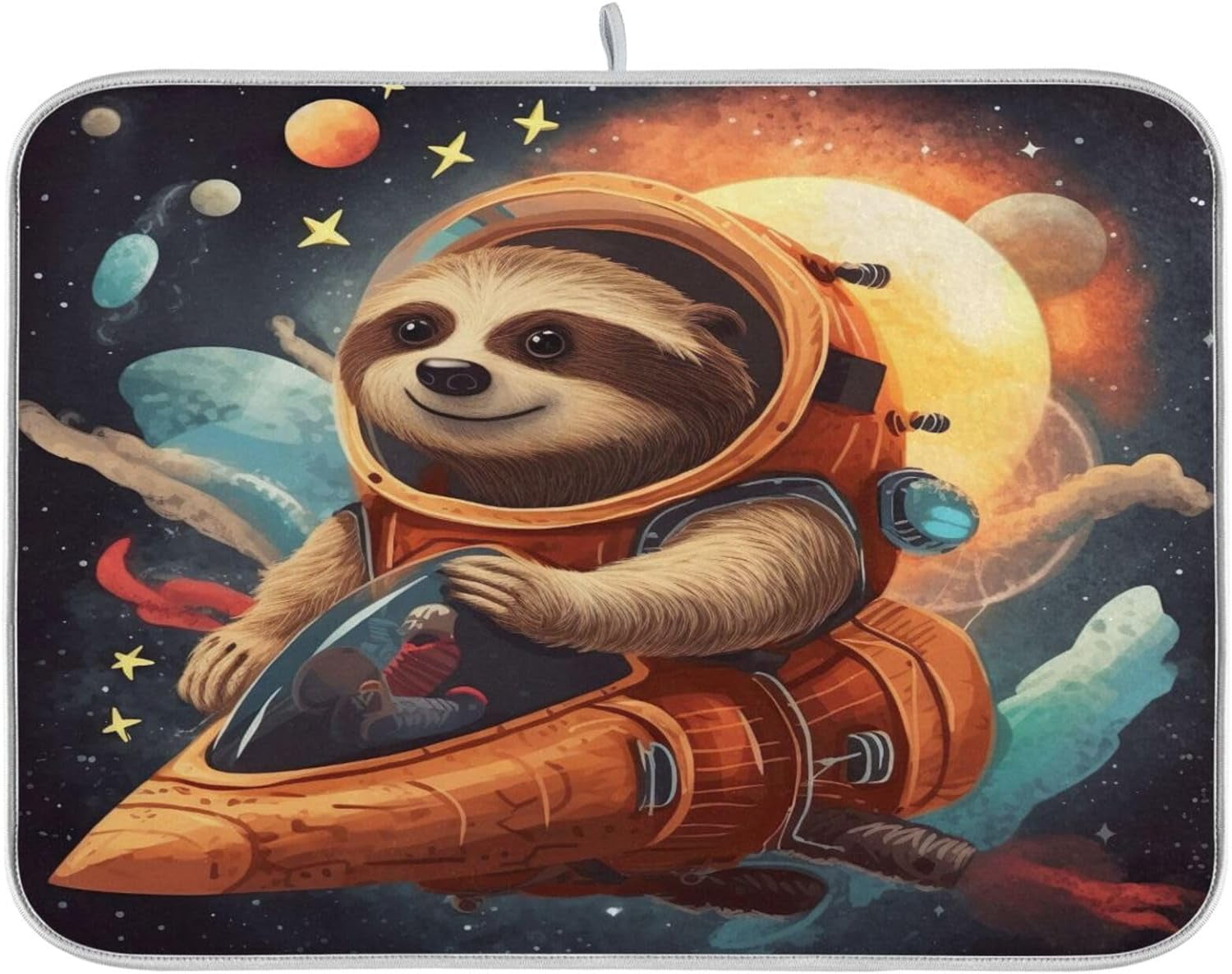 Sloth Space Planet Dish Drying Mat for Kitchen Counter, Ultra Absorbent ...