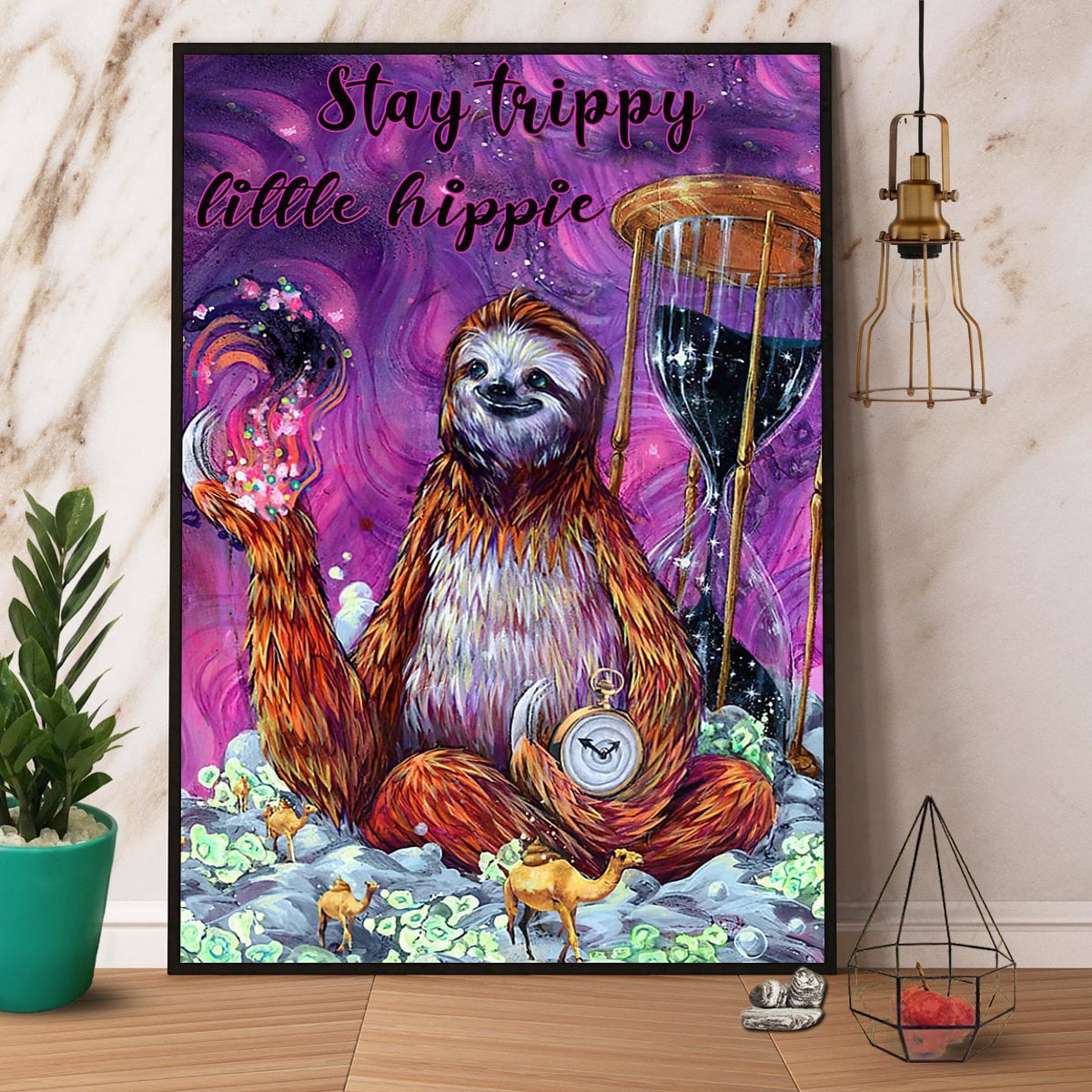 Sloth Stay Trippy Little Hippie Poster No Frame Wrapped Full Size 11 x ...