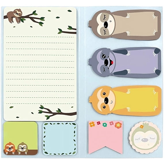 Fancy Land, Sloth Sticky Notes Set, 240 Sheets, Varied Sizes for Office ...