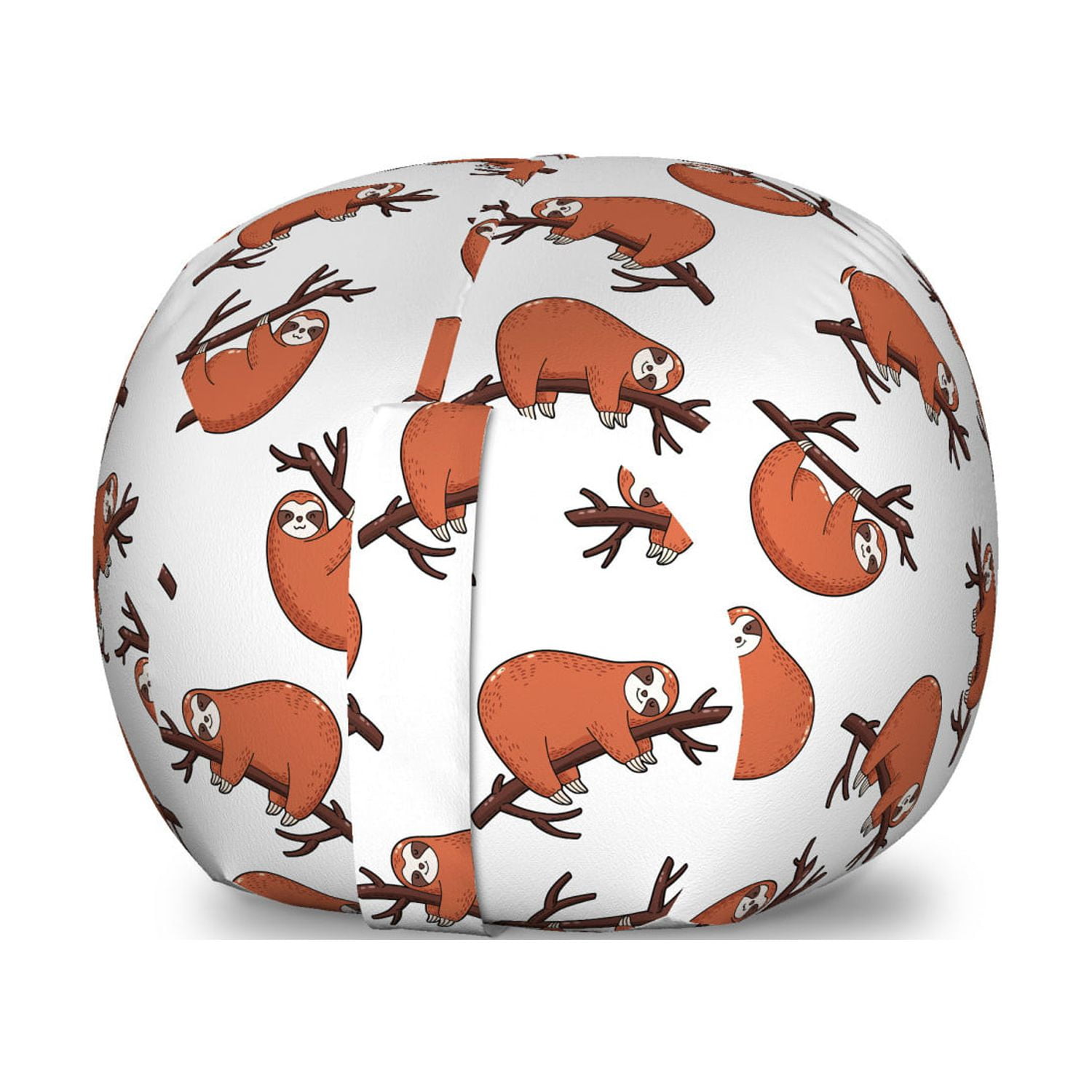 Sloth Storage Toy Bag Chair, Cartoon Repeating Drawing of Lazy Happy ...