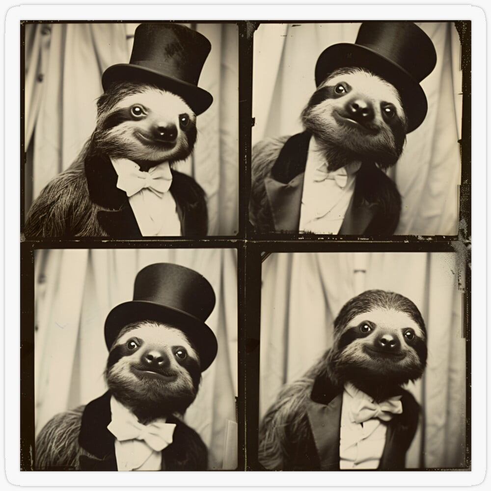 Sloth In Suit & Top Hat Animal In Tuxedo Transparent Stickerphone Decal ...