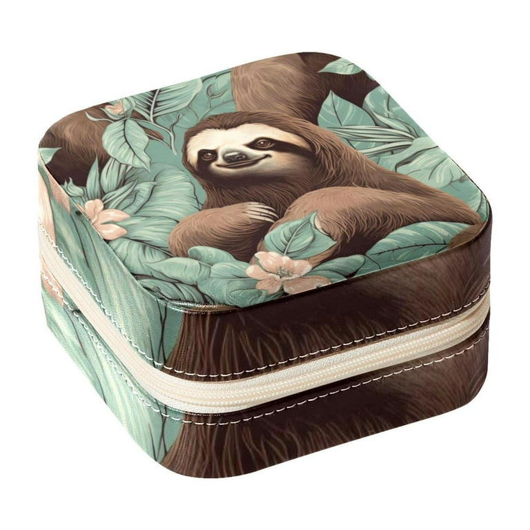 Sloth Travel Portable Square Necklace Holder with Ring Earring and Bracelet Organizer Suitable for Girls and Women Walmart
