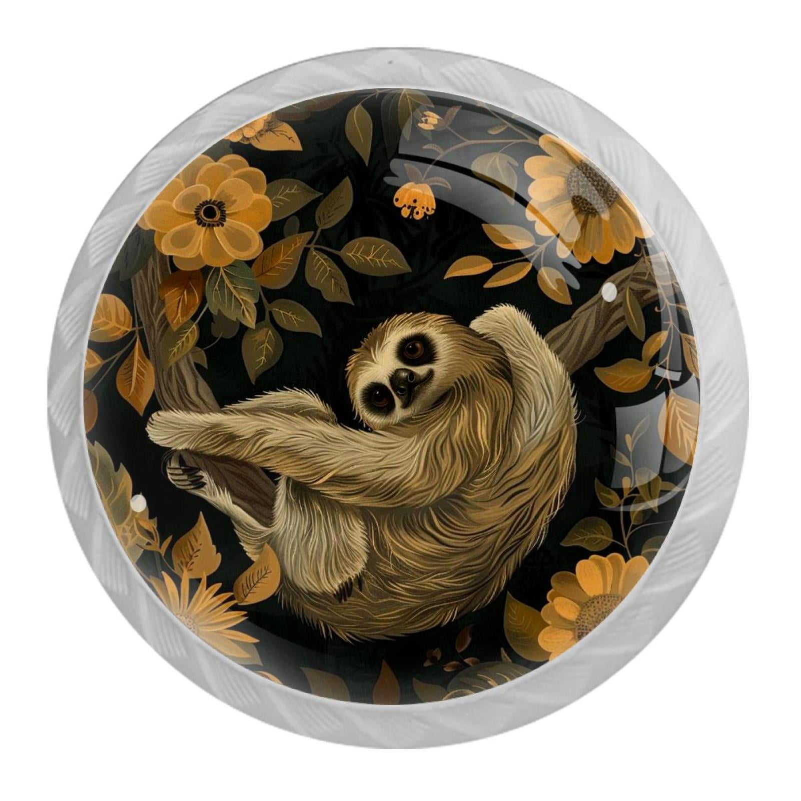 Sloth in Tree Flower Cabinet Knobs, Stainless Steel Kitchen Knobs ...