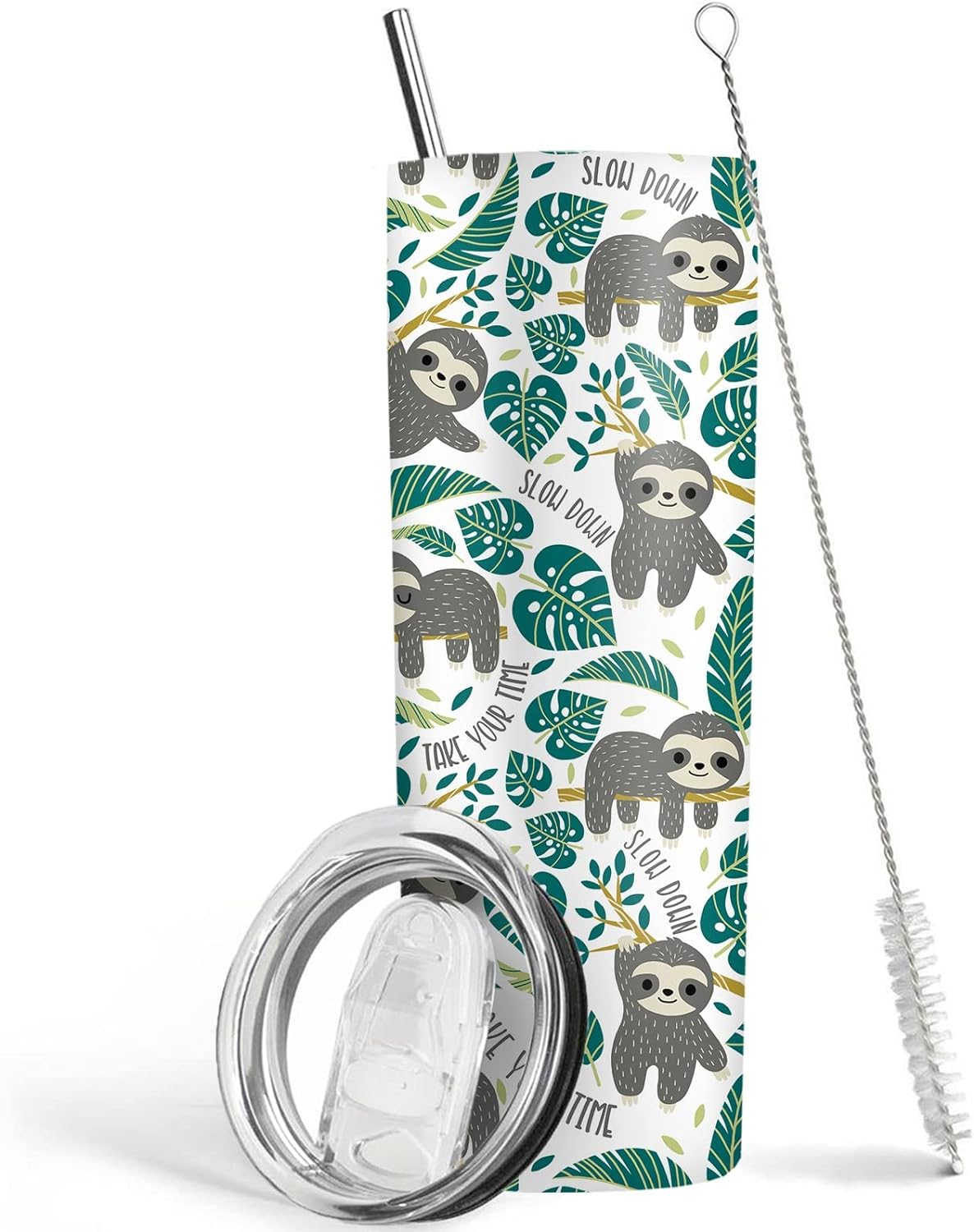 Sloth Tumbler 20 oz Travel Coffee Mug Print Skinny Tumblers with Lid ...