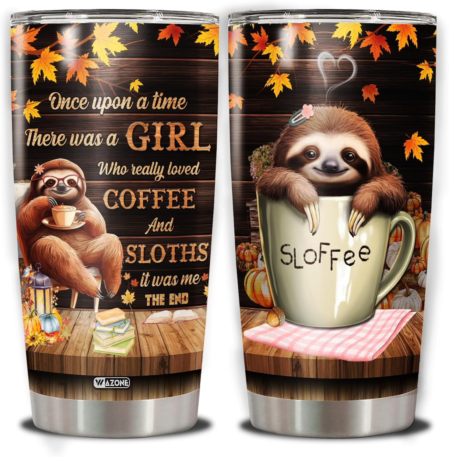 Sloth Tumbler with Lid 20 oz Stainless Steel Insulated Travel Mug Cute ...