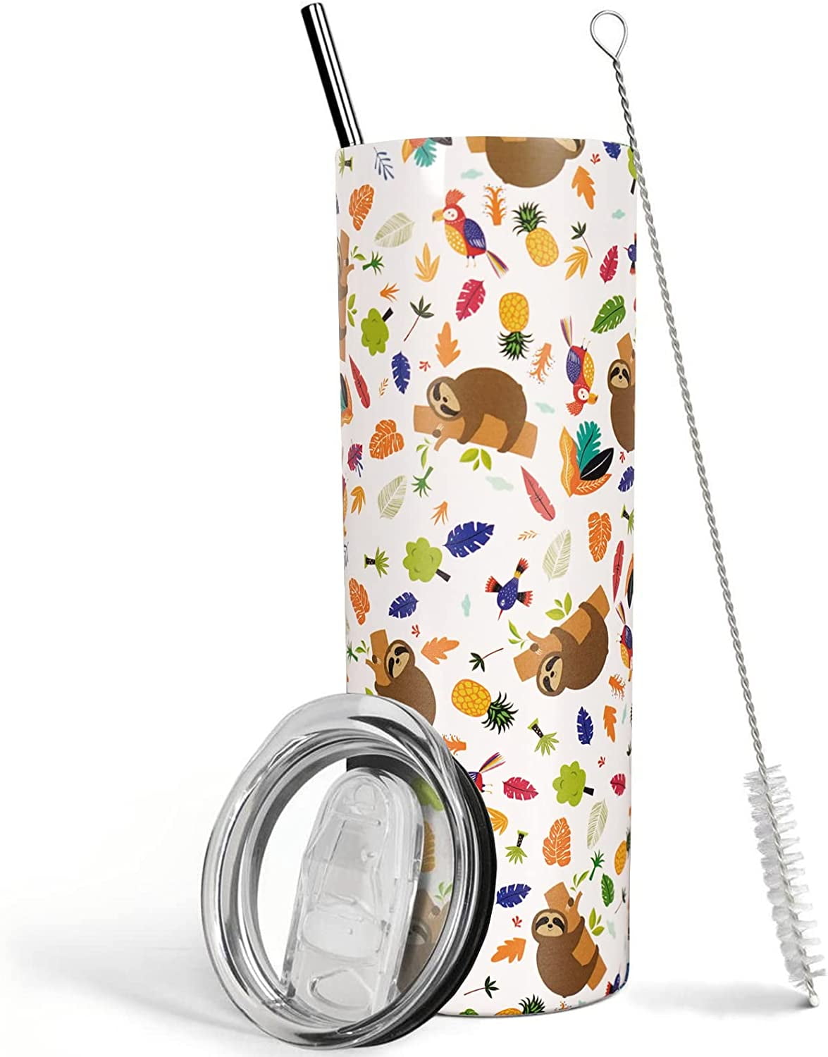 Sloth Tumbler with Lid and Straw Sloth Gifts for Women 20 oz Bird and ...