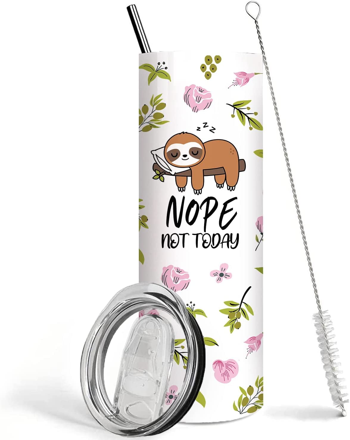 Sloth Tumbler with Lid and Straw，Sloth Gifts for Women Sloth Insulated ...