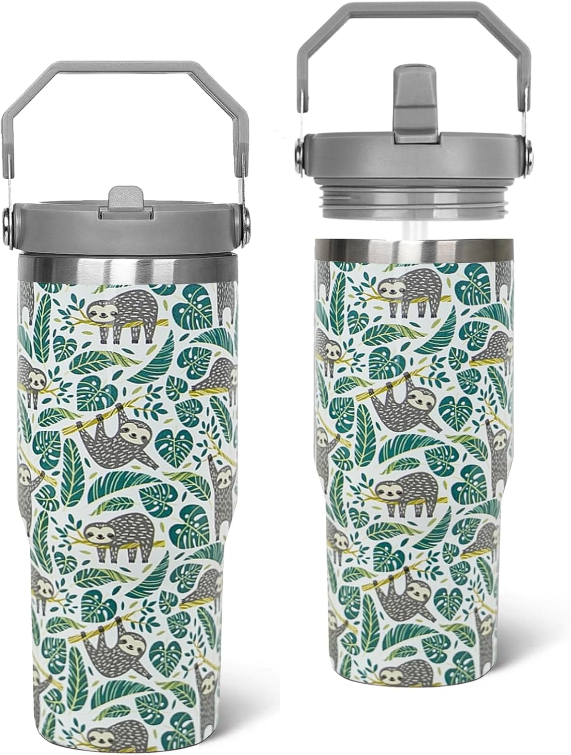 Sloth Tumbler with Handle and Flip Straw Cute Sloth Gifts Coffee Travel ...