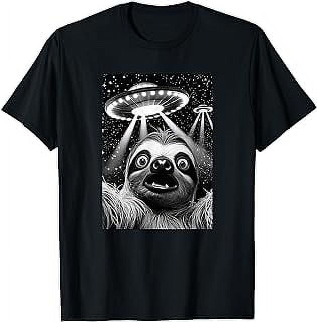 Sloth UFO | Funny Invasion Meme Retro Alien Sloth UFO Selfie T-Shirt ...