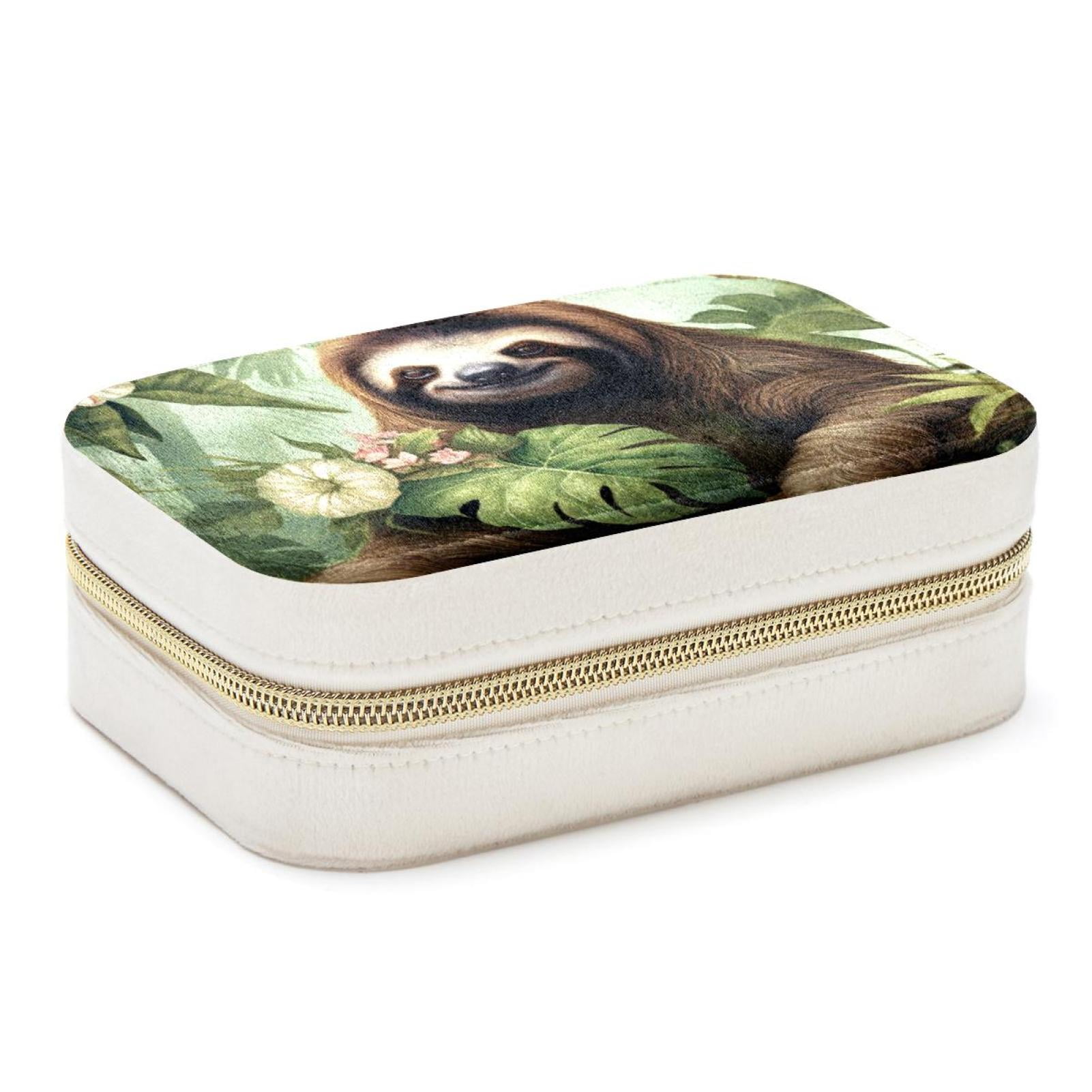 Sloth Velvet Portable Earring Organizer Box with Removable Compartment ...