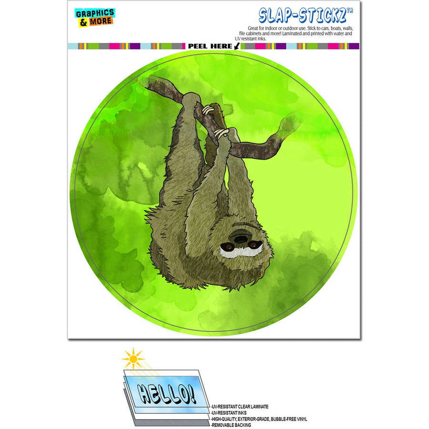 Sloth Watercolor Circle Automotive Car Window Locker Bumper Sticker ...