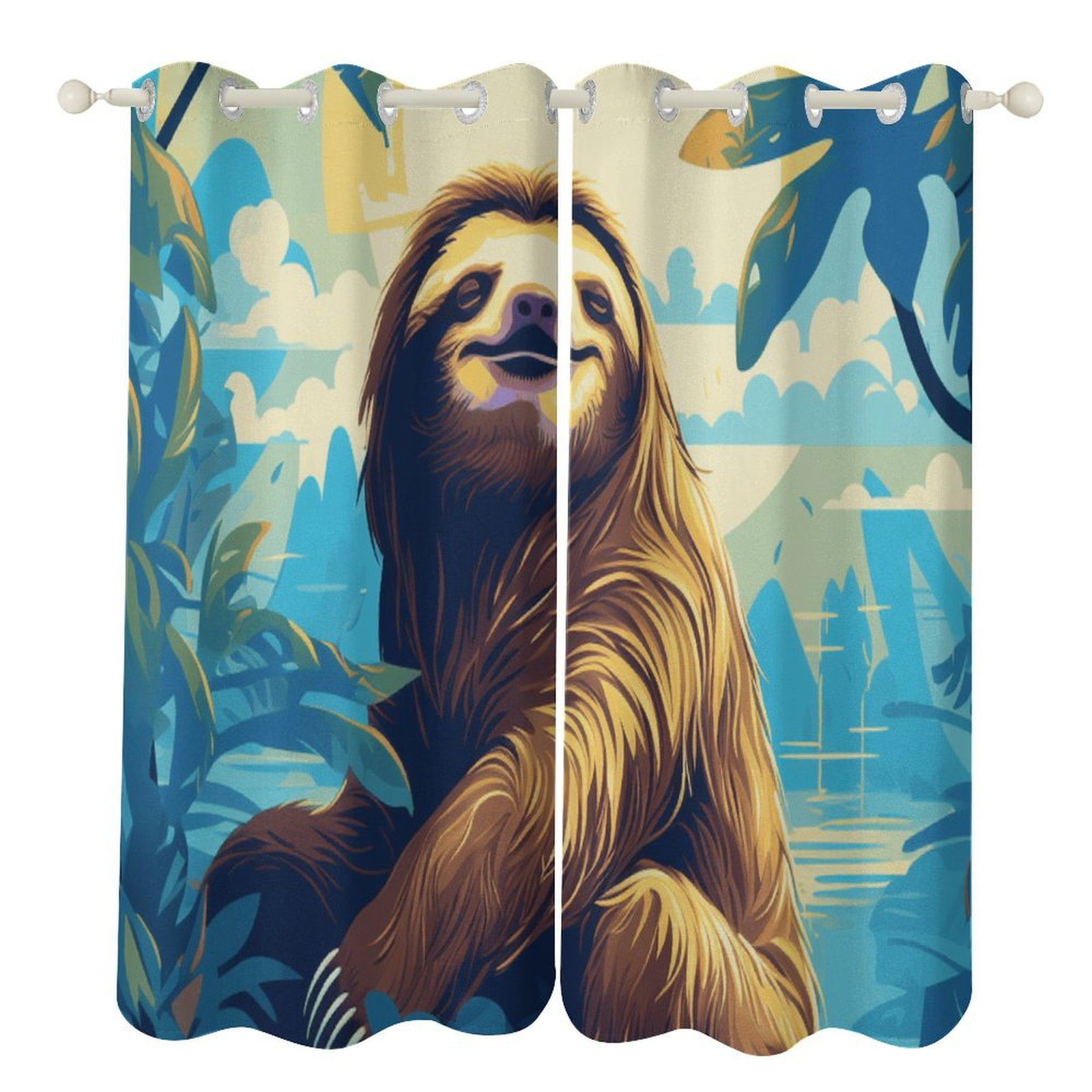 Sloth Window Curtain Panels Grommet Blackout Curtains Blackout Curtains ...