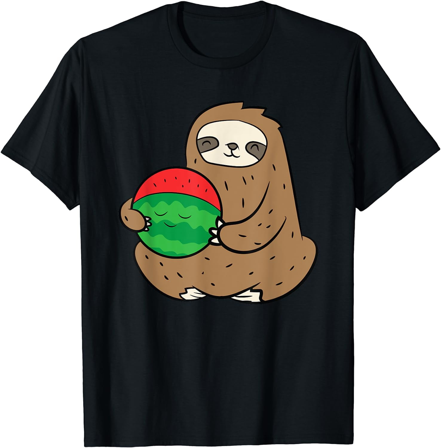 Sloth With Watermelon Fruit Cute Watermelons And Sloth T-Shirt ...