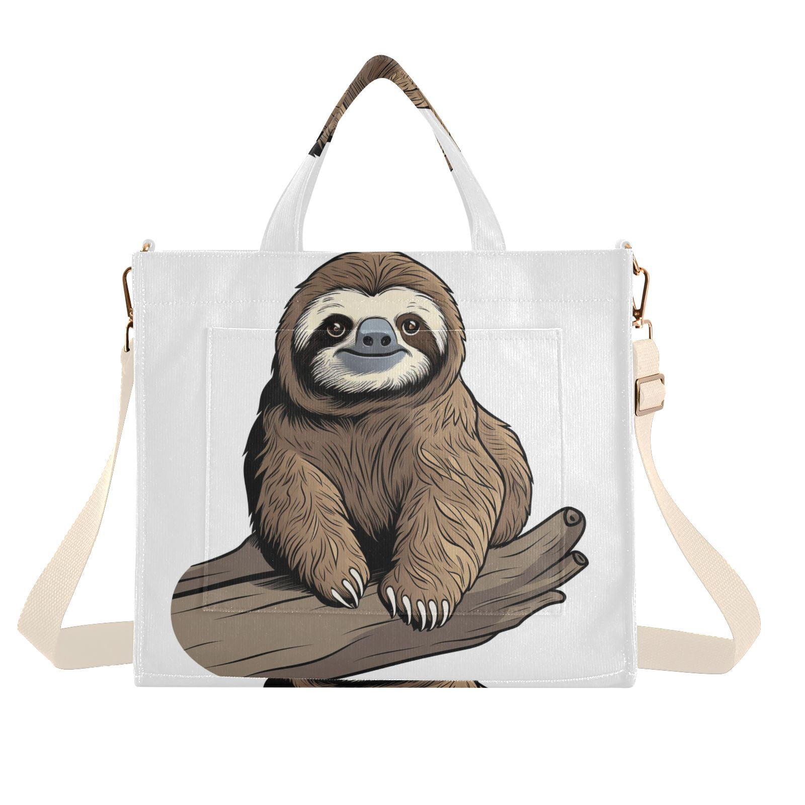 Sloth Wood Corduroy Tote Bag Handbag Large Messenger Bag Shoulder ...