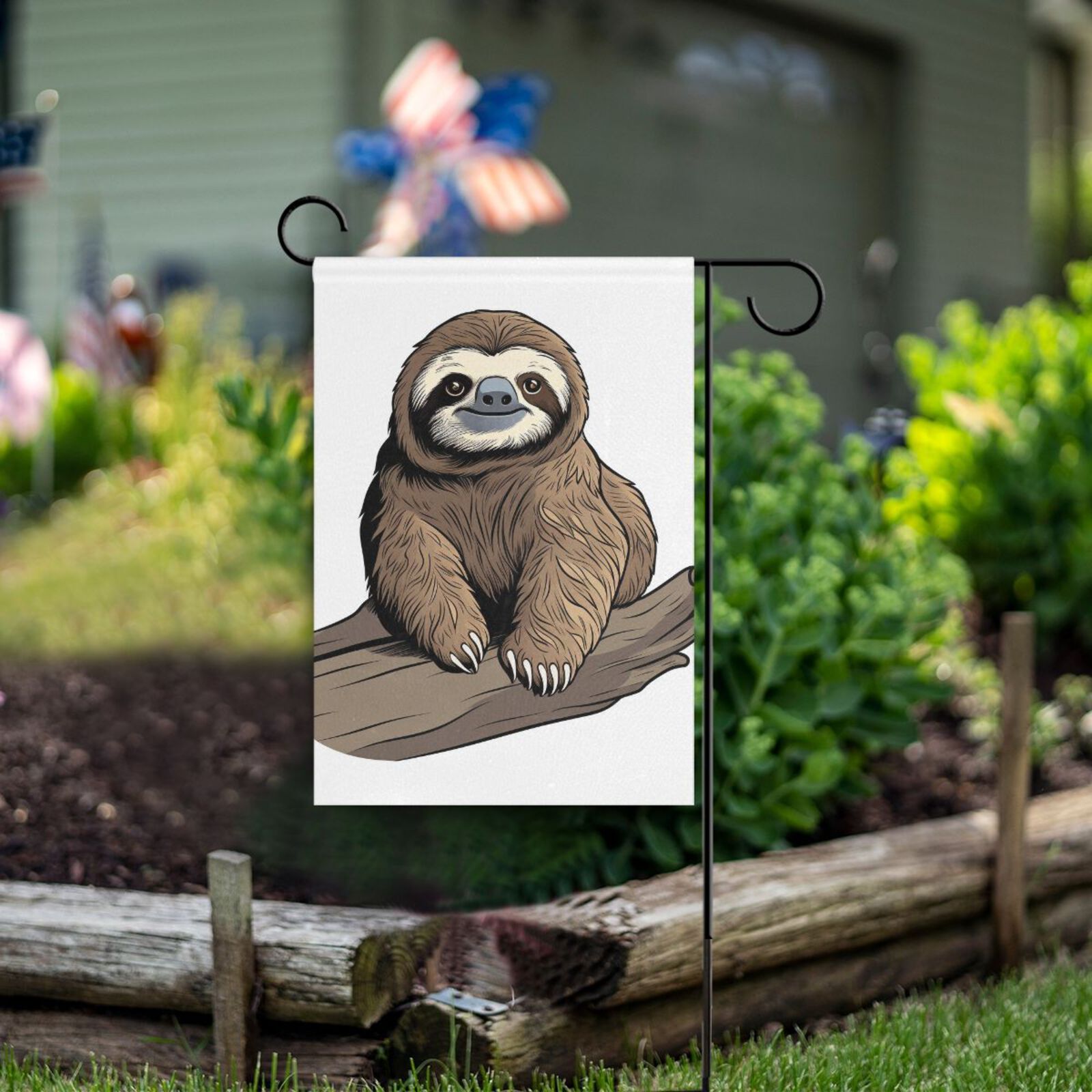 Sloth Wood Garden Flag Double Sided Outdoor Banners for Courtyard ...