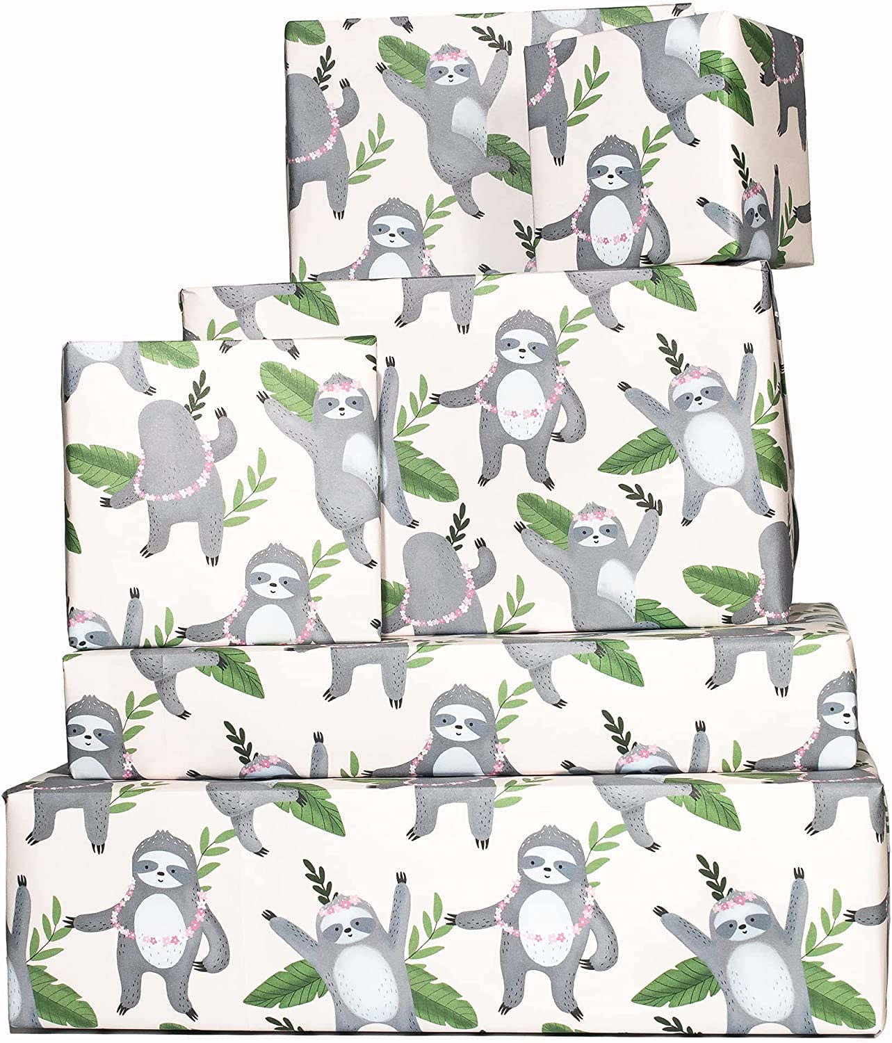 Sloth Wrapping Paper - 6 Gift Wrap Sheets - Fun GiftWrap for Men Boys ...